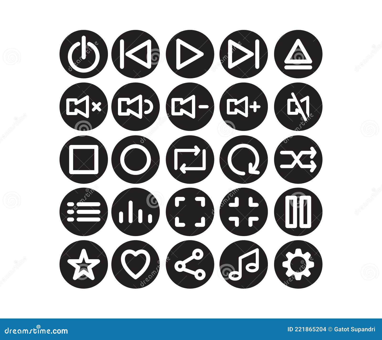 Play Pause Stop Button Icon Flat Style Logo Template Stock Vector ...