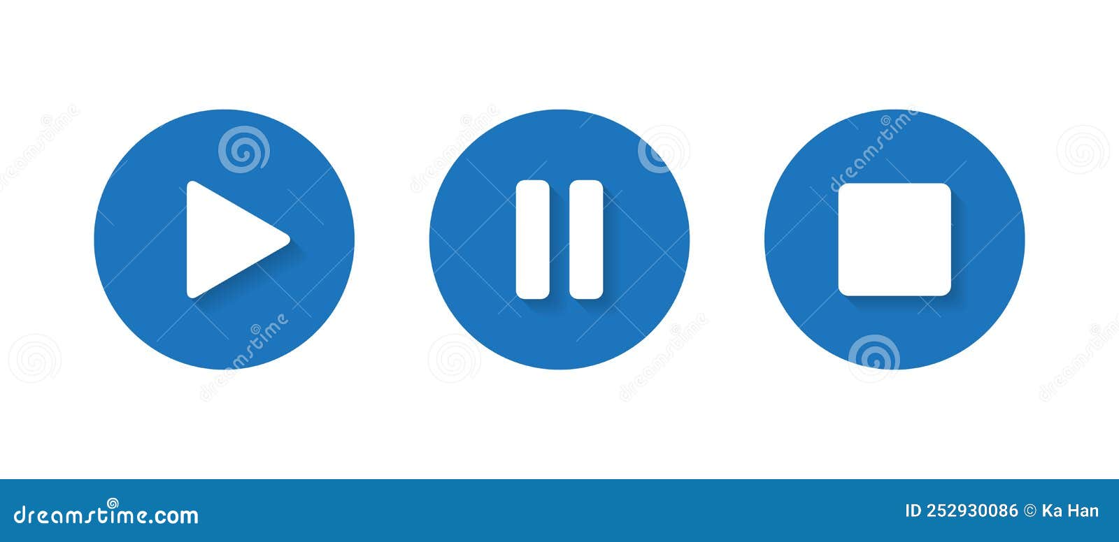 Play, Pause, and Stop Button Icon Vector. Media Player Elements Stock ...
