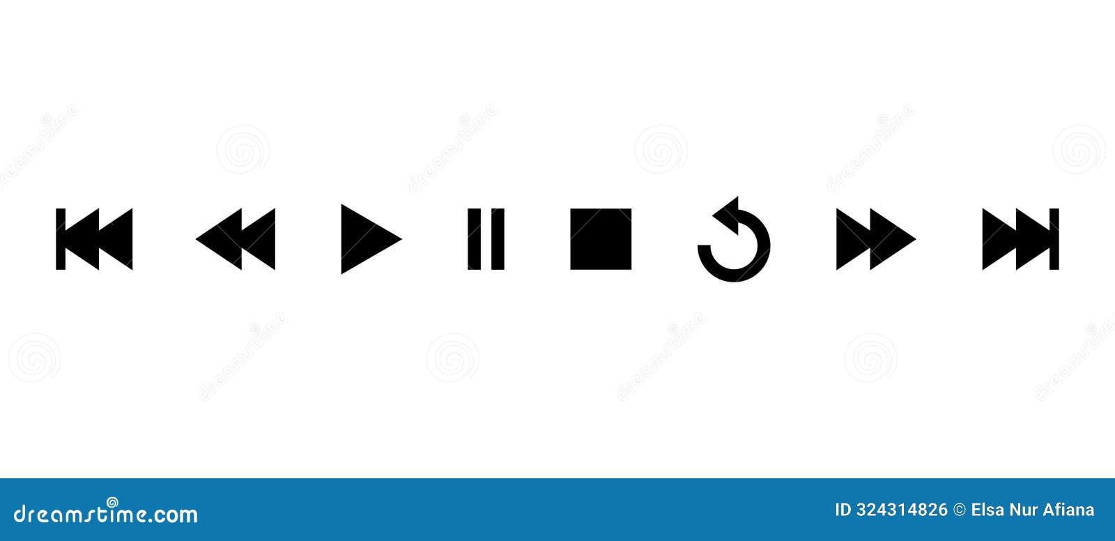 Play, Pause, Stop, Repeat, Previous and Next Icon. Media Player Control ...