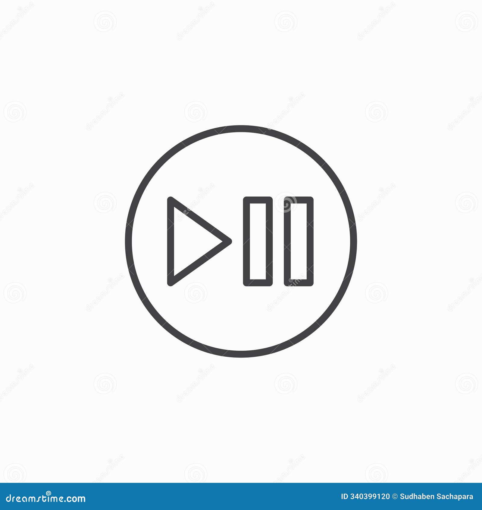 Play pause vector icon set stock illustration. Illustration of line ...