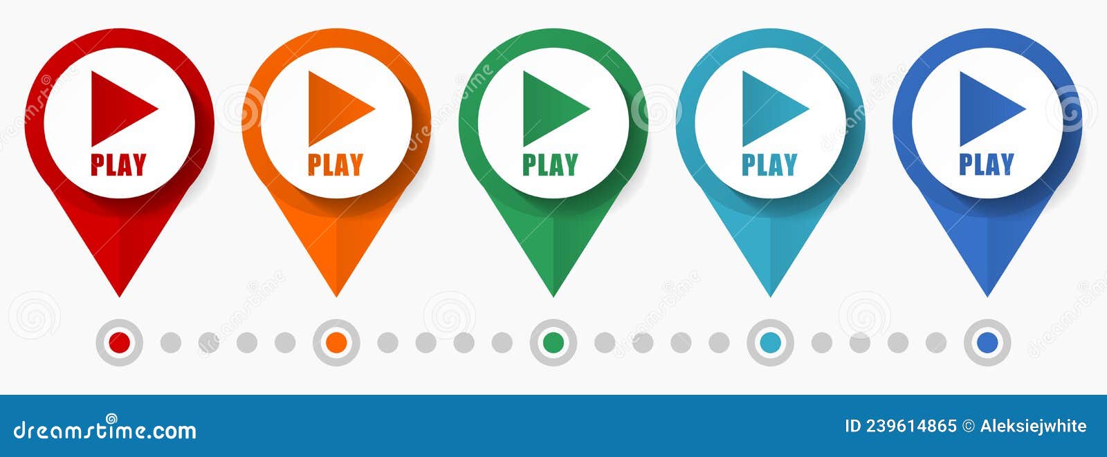 Play, Proceed Concept Vector Icon Set, Flat Design Pointers ...