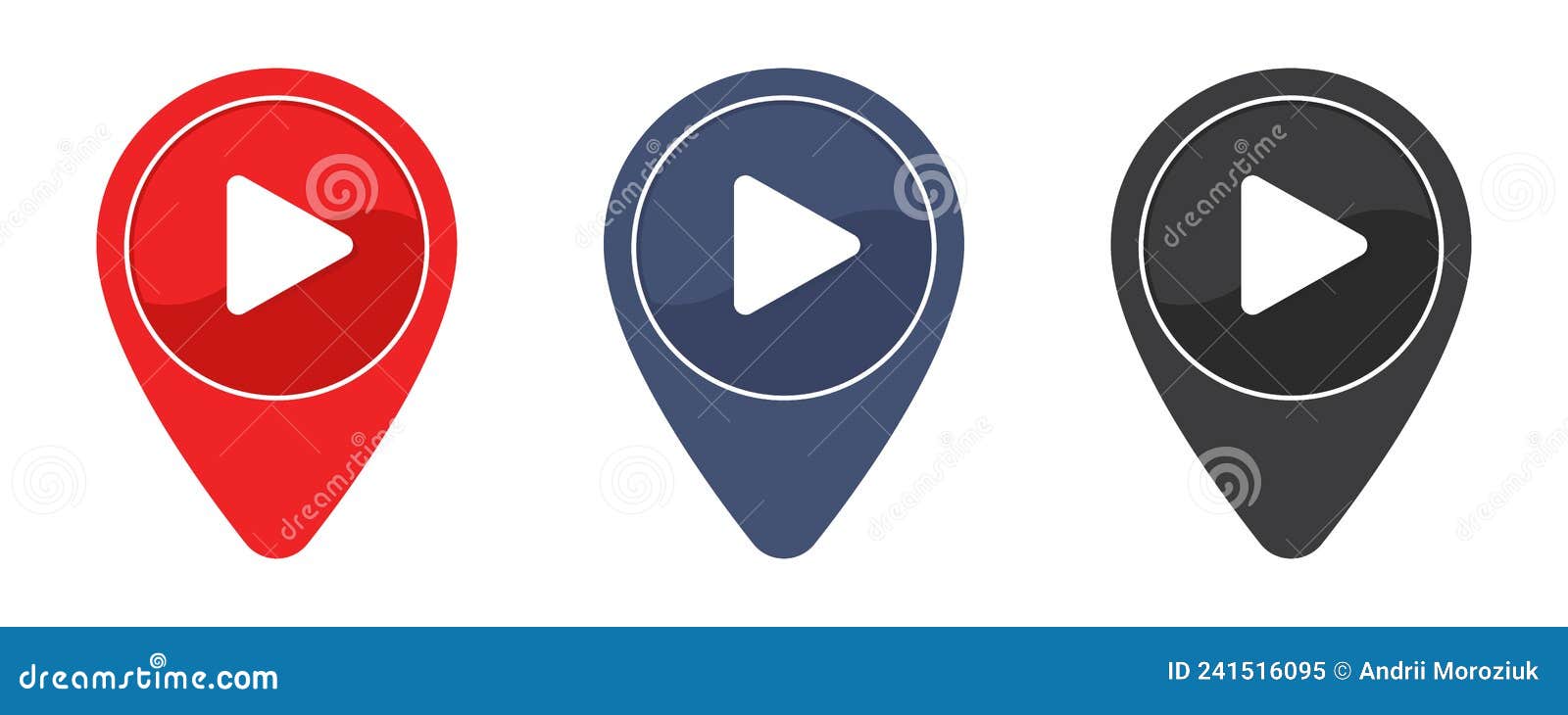 Play, Proceed Concept Vector Icon Set, Label on the Map. Set of ...