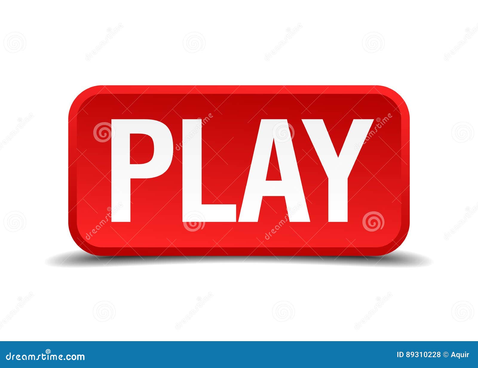 Play red 3d square button stock vector. Illustration of enter - 89310228