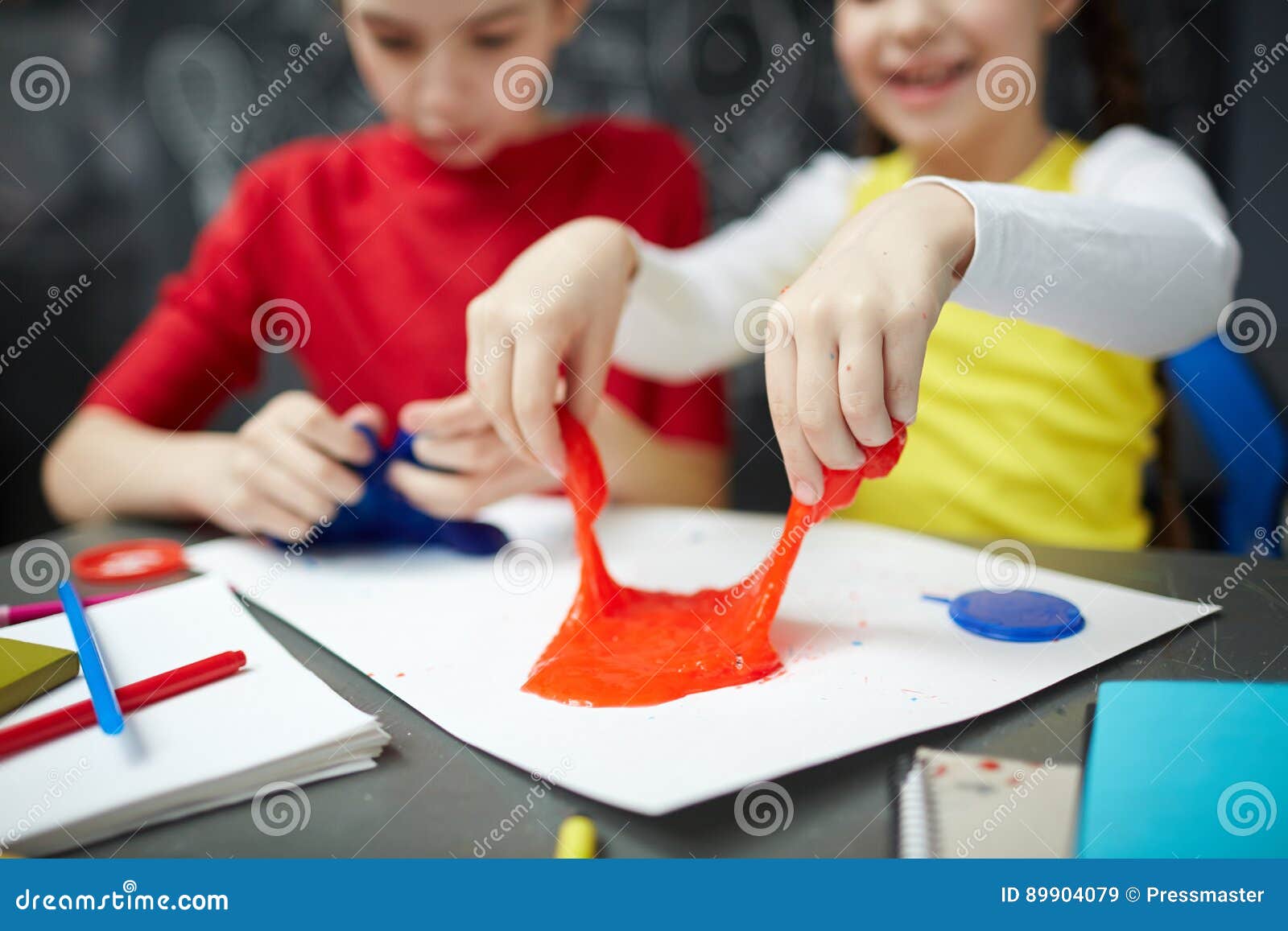 Play with slime stock image. Image of artist, elementary - 89904079