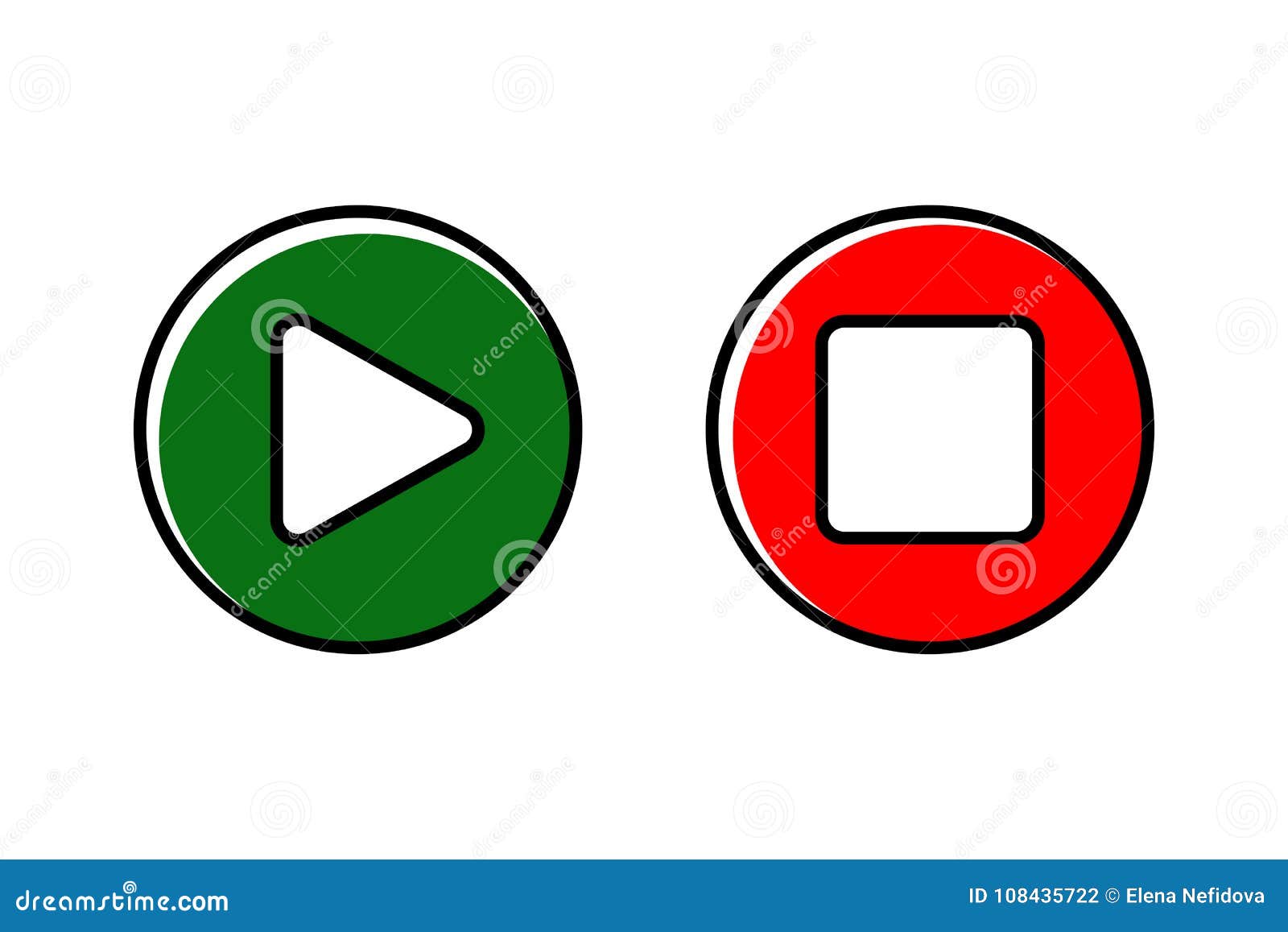 Play and stop button icon stock vector. Illustration of rewind - 108435722