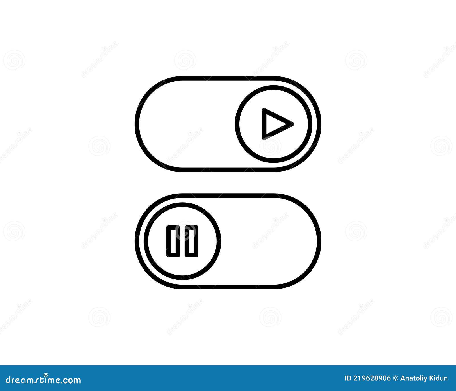 Play and Stop Button Outline Icon Vector Illustration . Switch Buttons ...