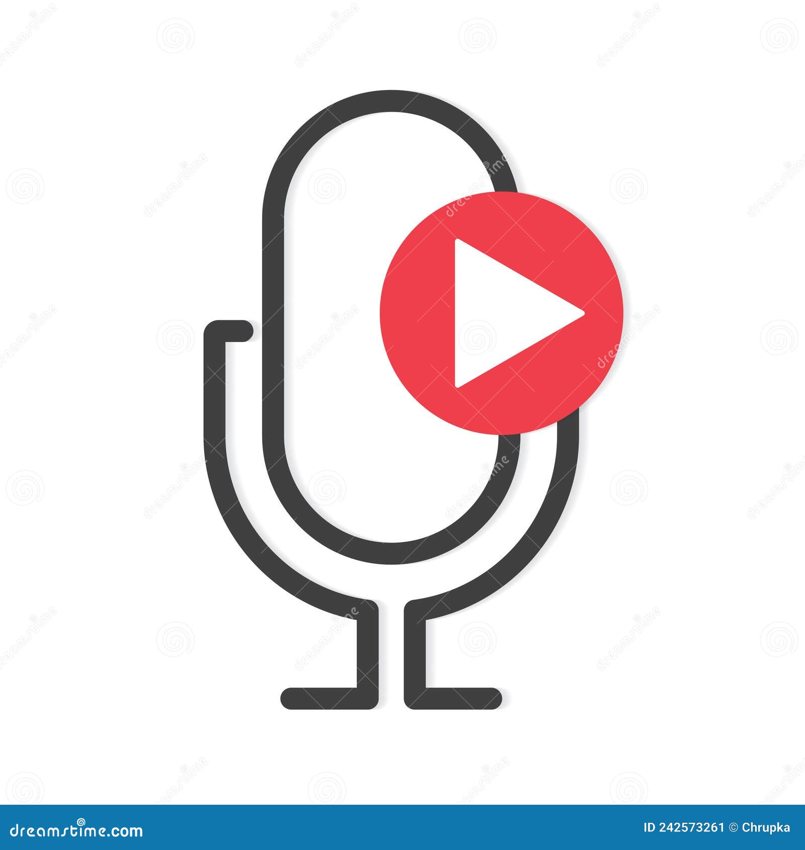 Play Symbol and Microphone Icon, Podcast, Broadcast, Studio Recording ...