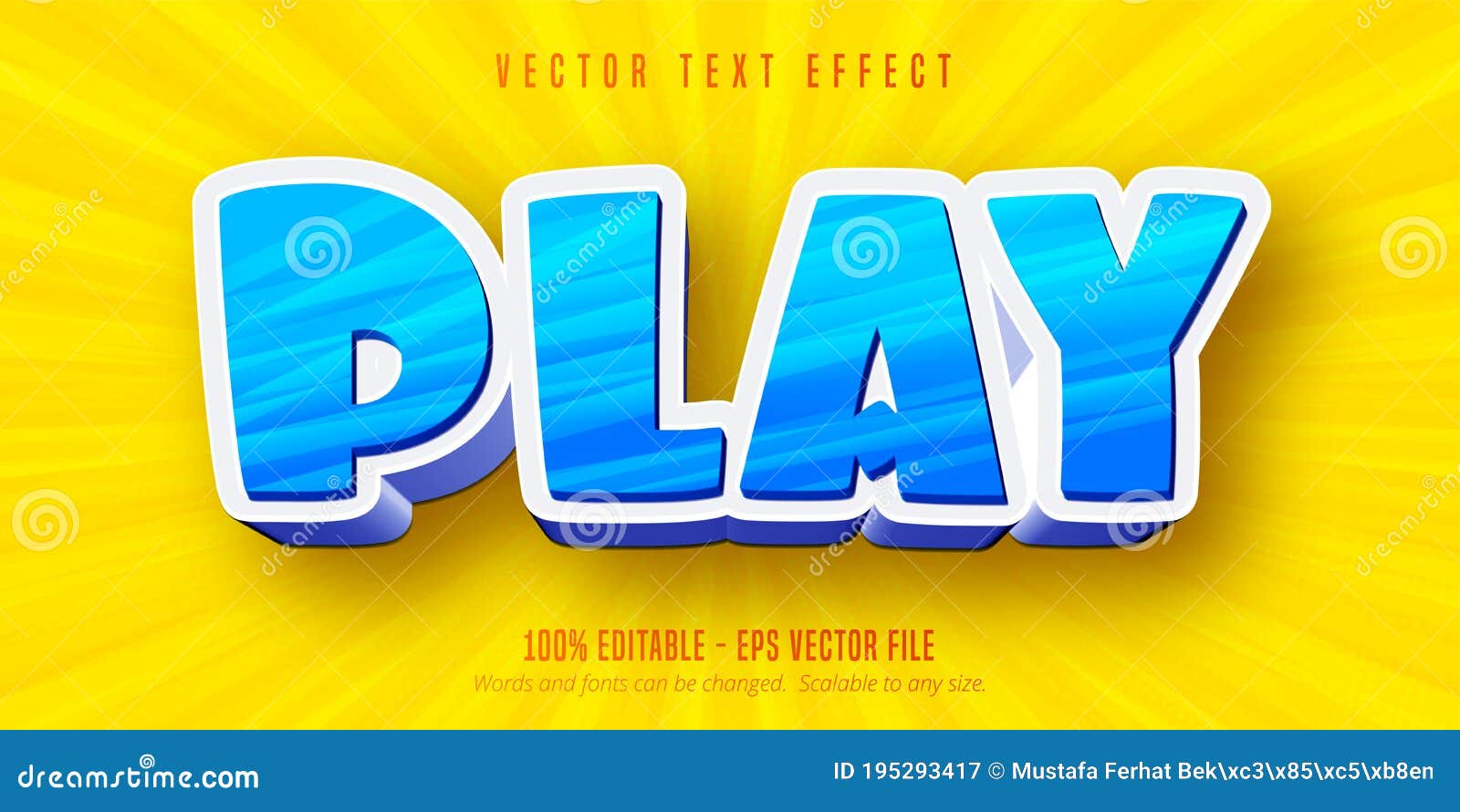 Play Text, Cartoon Style Editable Text Effect Stock Vector ...