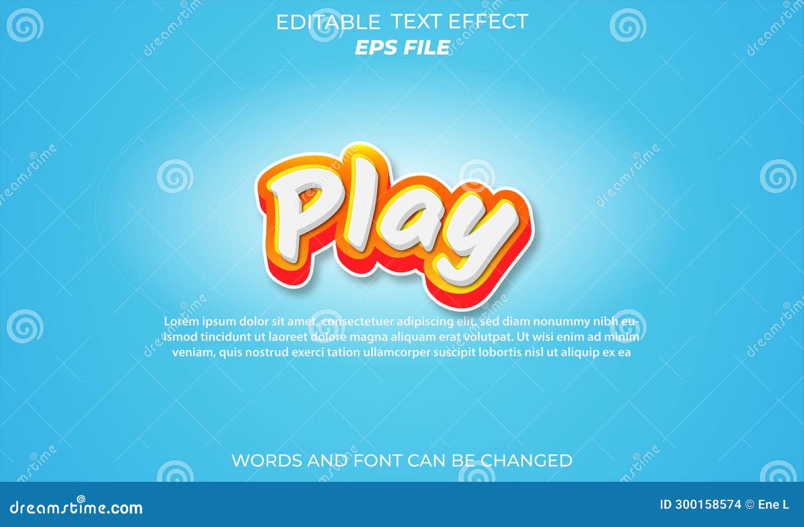 Play Text Effect, Font Editable, Typography, 3d Text. Vector Template ...