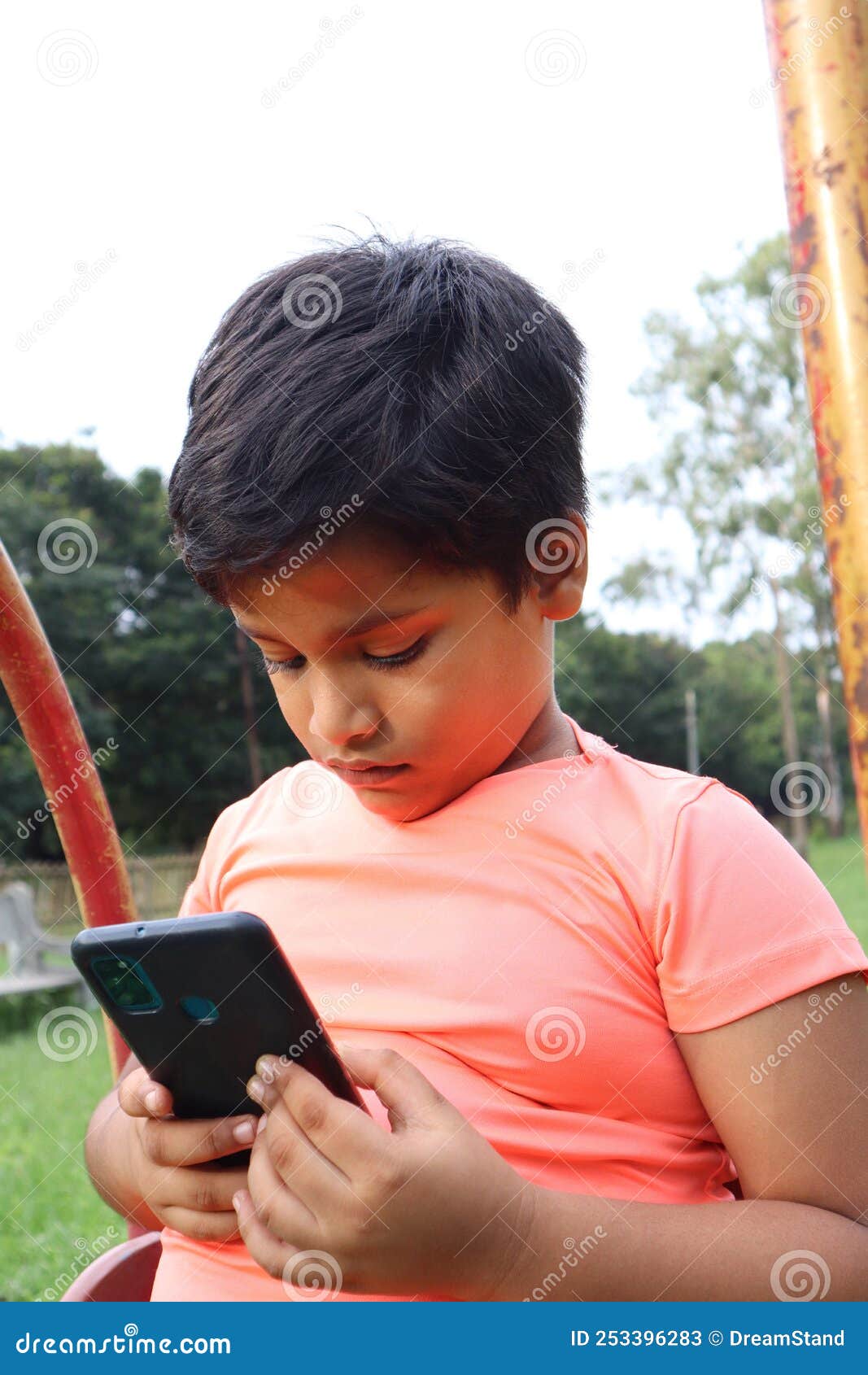 A Kid with a Mobile Phone in Hand Stock Image - Image of toddler, play ...