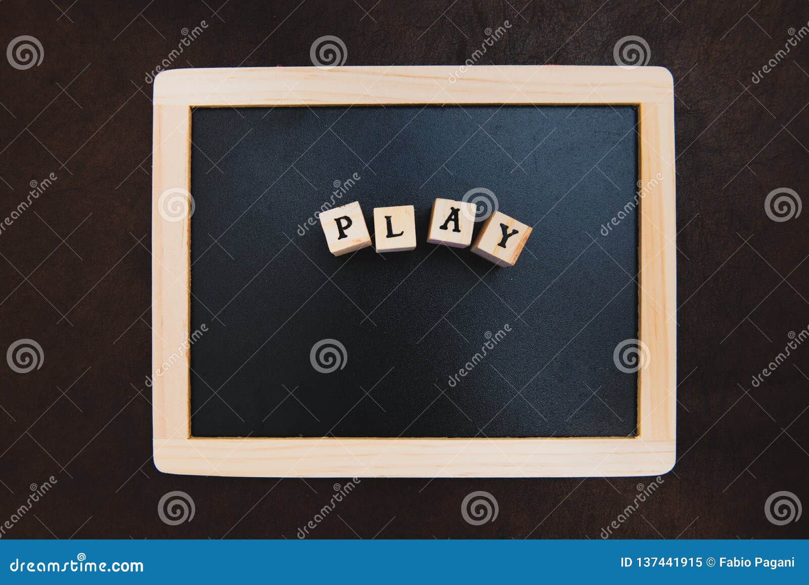 Play Title Message Letters on Black Empty Chalkboard Stock Image ...