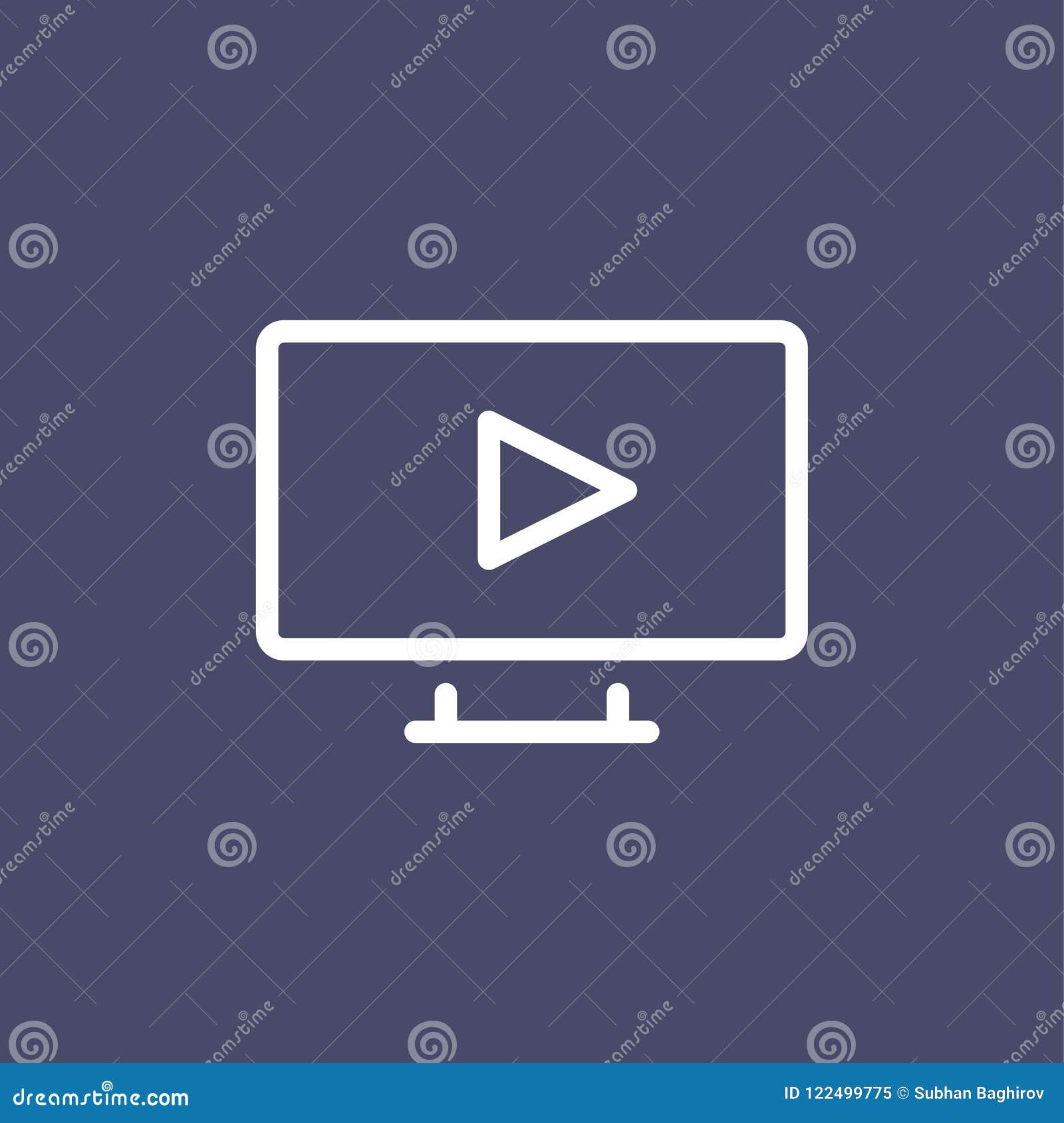 Play TV Icon Simple Flat Style Outline Illustration Stock Vector ...