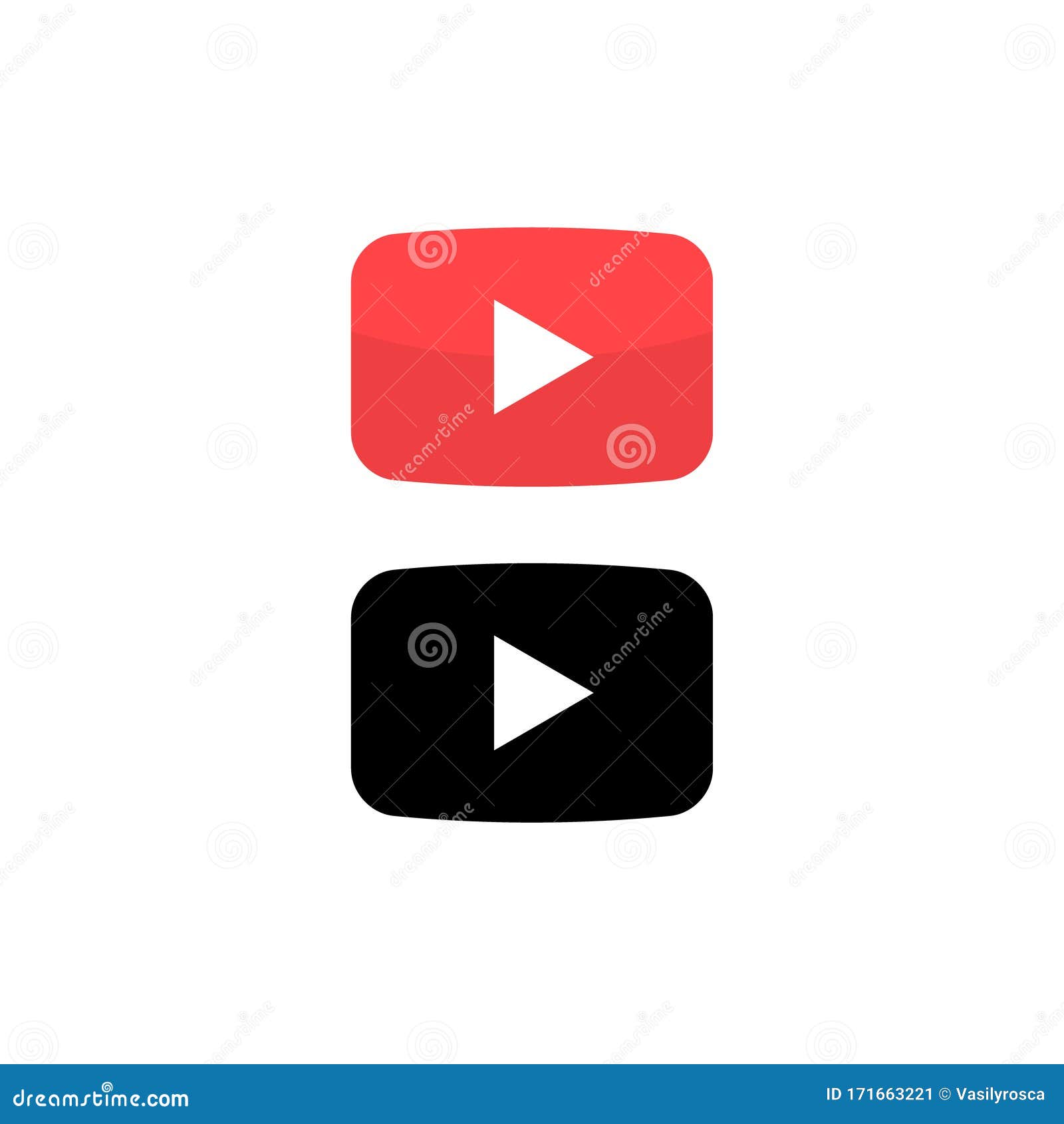 Play Vector Button Icon. Red Button Video Play Arrow Symbol Editorial ...