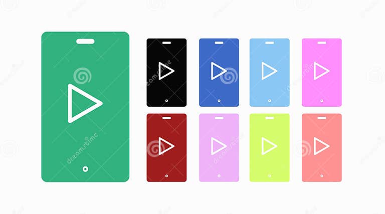 Play Video Smartphone Icon Set. Vector Isolated Flat Editable ... Play Video Smartphone Icon Set. Vector Isolated Flat Editable ...