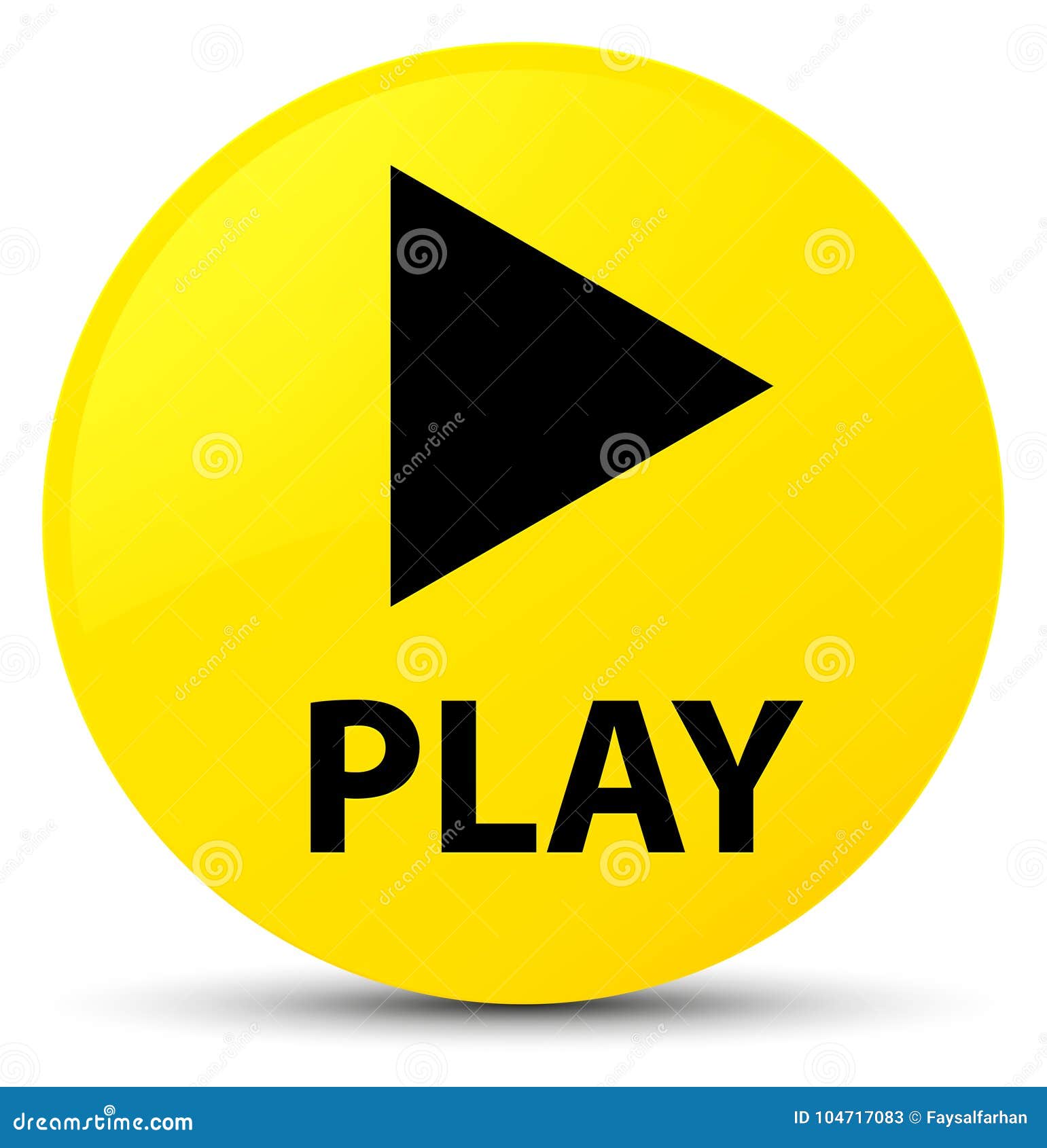 Play yellow round button stock illustration. Illustration of sign ...