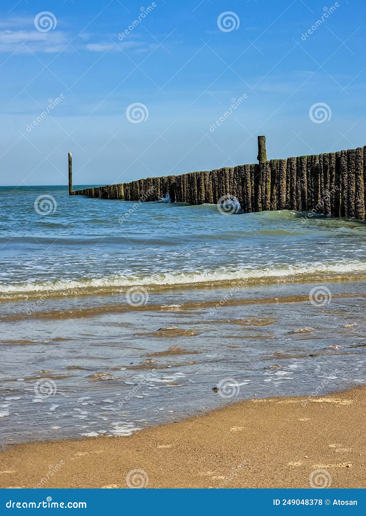 Playa Con Rompeolas De Madera Foto de archivo - Imagen de neerlandeses ...