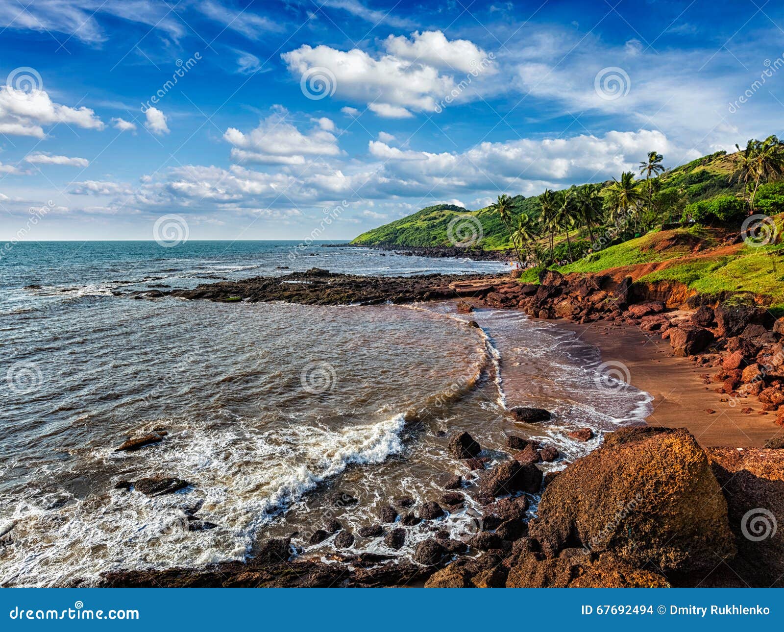 Playa de Anjuna, Goa foto de archivo. Imagen de océano - 67692494