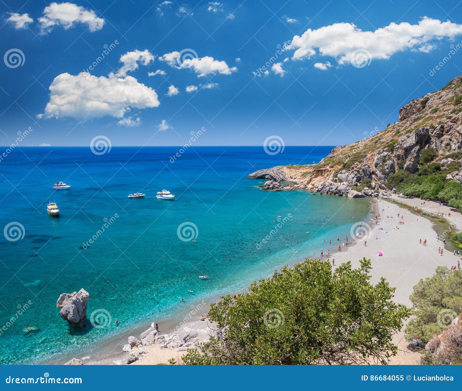 Playa De Preveli En La Isla De Creta, Grecia Imagen de archivo - Imagen ...