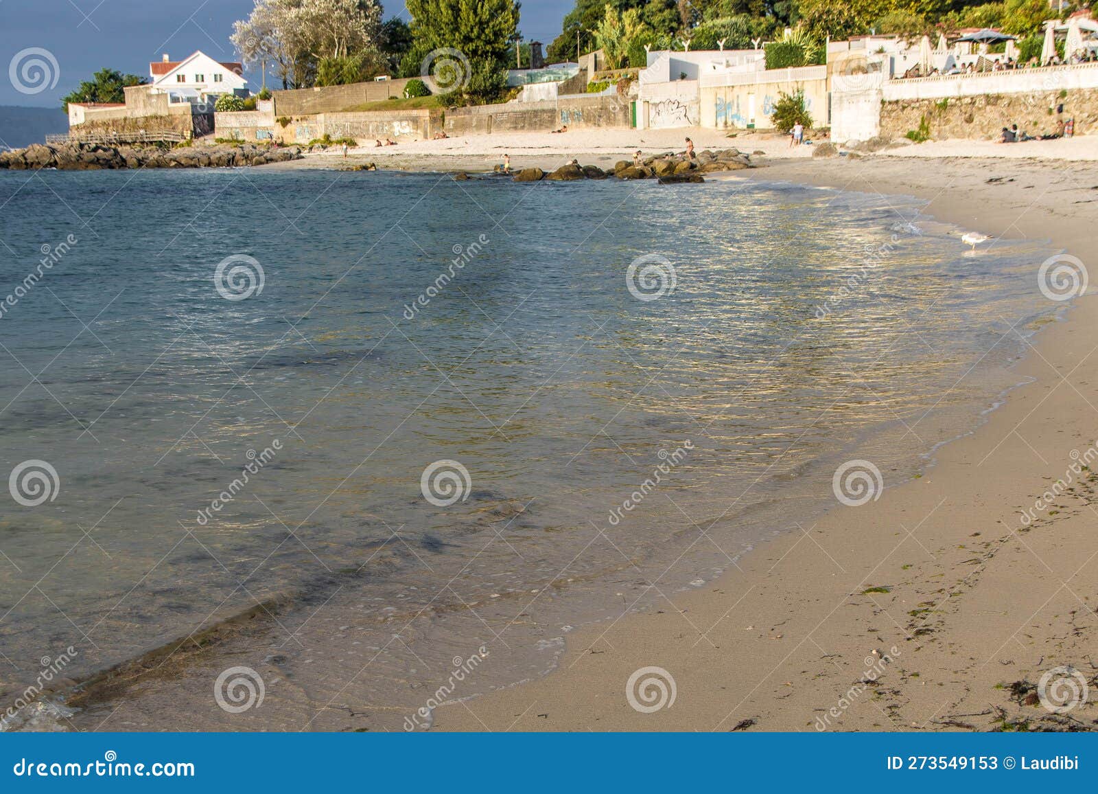 Playa De Samil at Vigo, Galicia Stock Image - Image of natural, beach ...