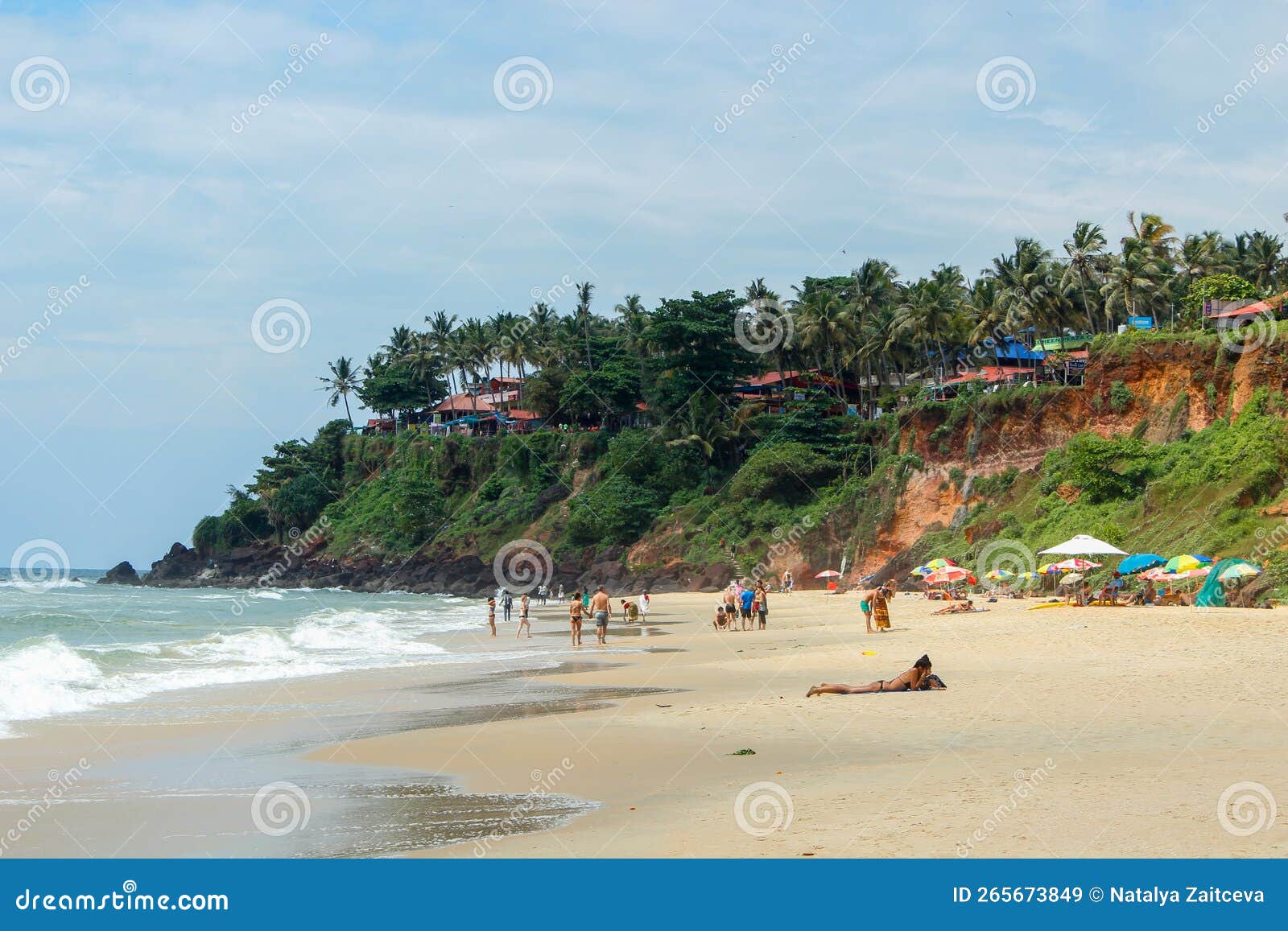 Playa Principal De Varkala Kerala. India Imagen de archivo editorial - Imagen de acantilado ...
