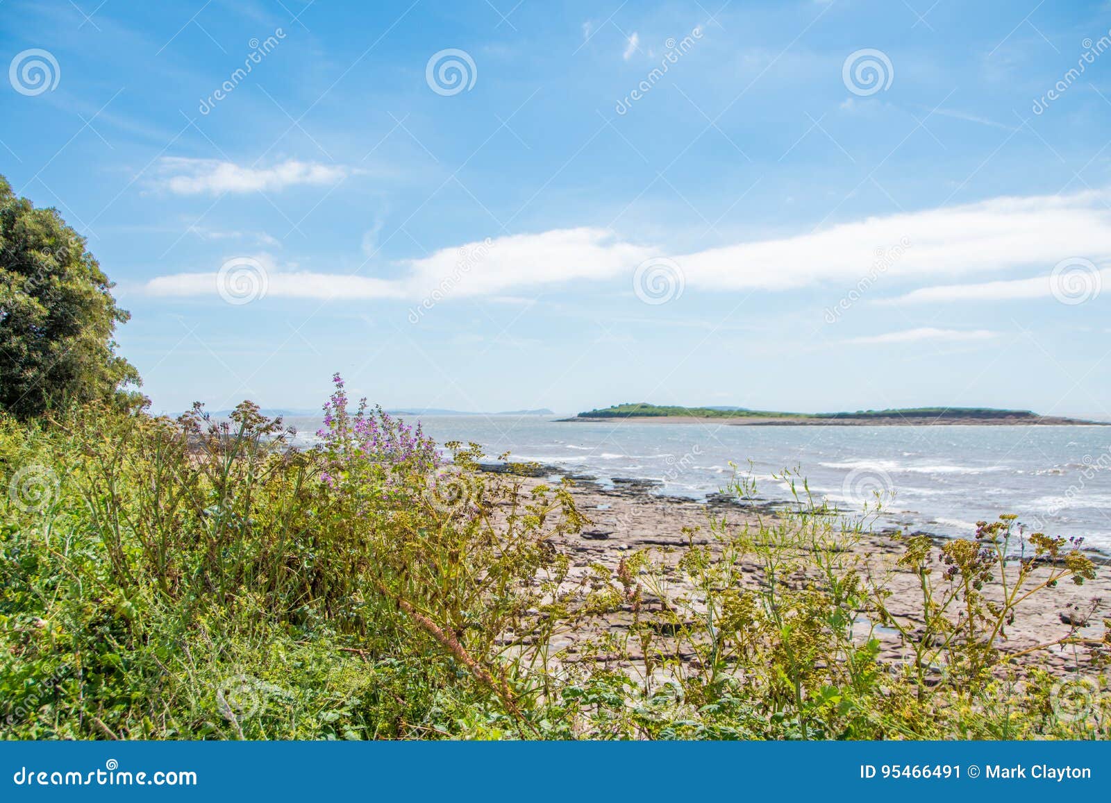 Playa rocosa e isla imagen de archivo. Imagen de costa - 95466491