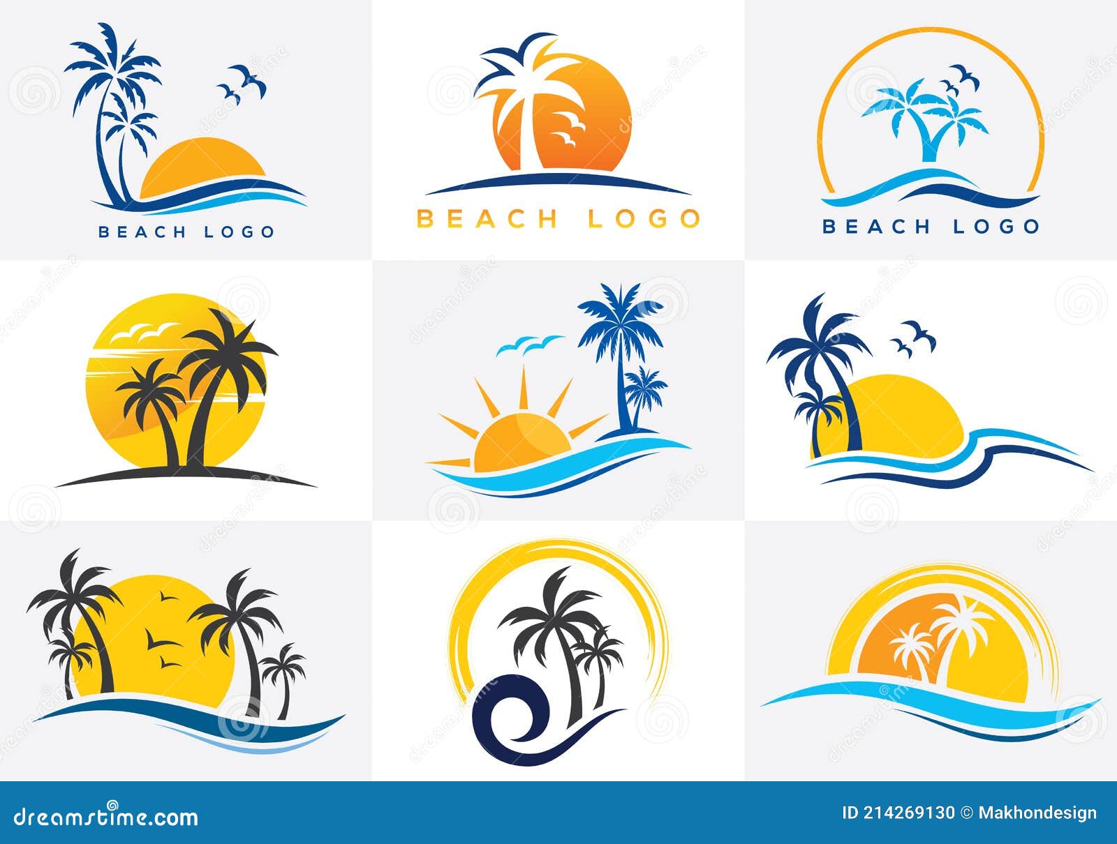 Playa Y Isla Logo Diseño Vector Diseño Plantilla Ilustración del Vector ...