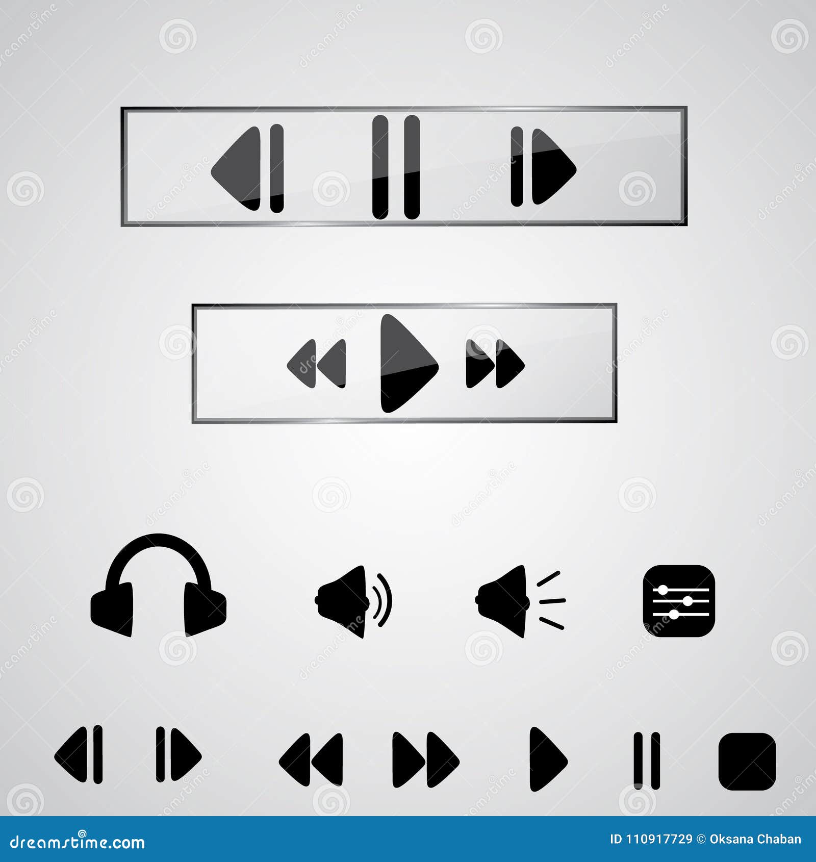 Playback Icon Set. Icons for Audio Player in Vector Stock Vector ...