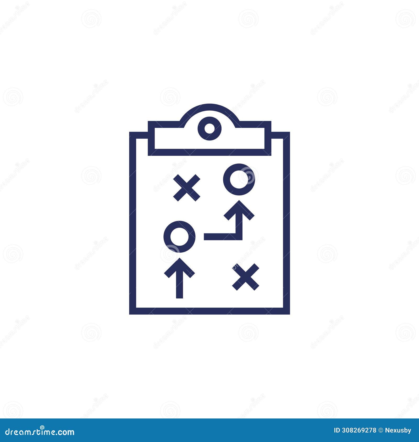 Playbook Or Game Plan Icon, Line Pictogram Cartoon Vector ...