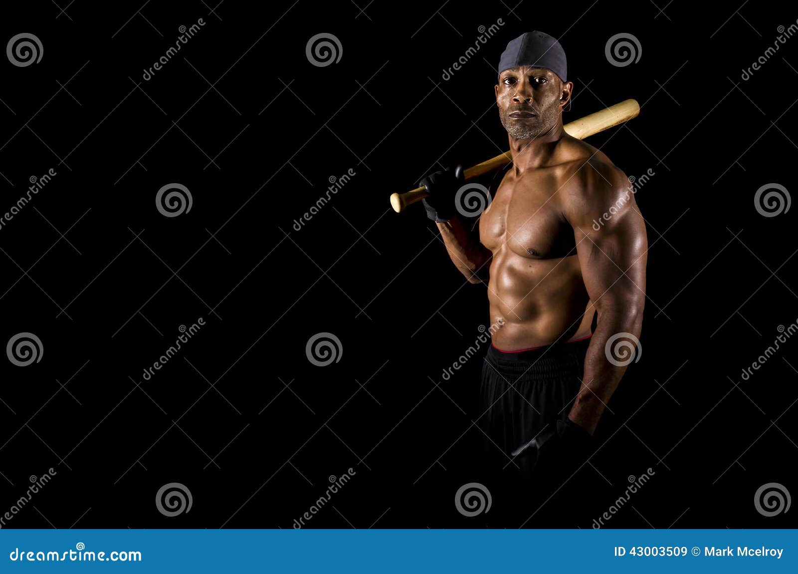 Player with Baseball Bat on Shoulder Stock Image - Image of bicep ...