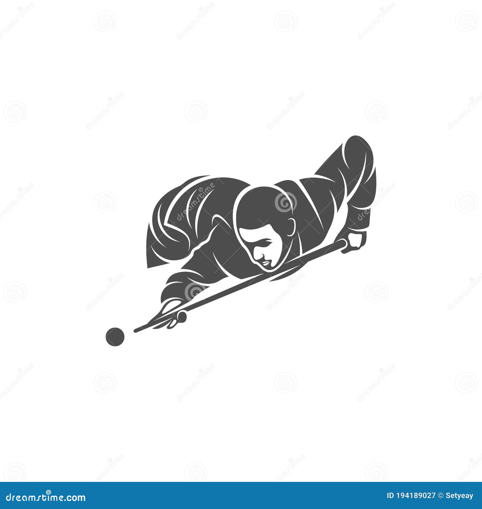 Player Billiards With Star Logo Design Vector. Illustration. Silhouette ...
