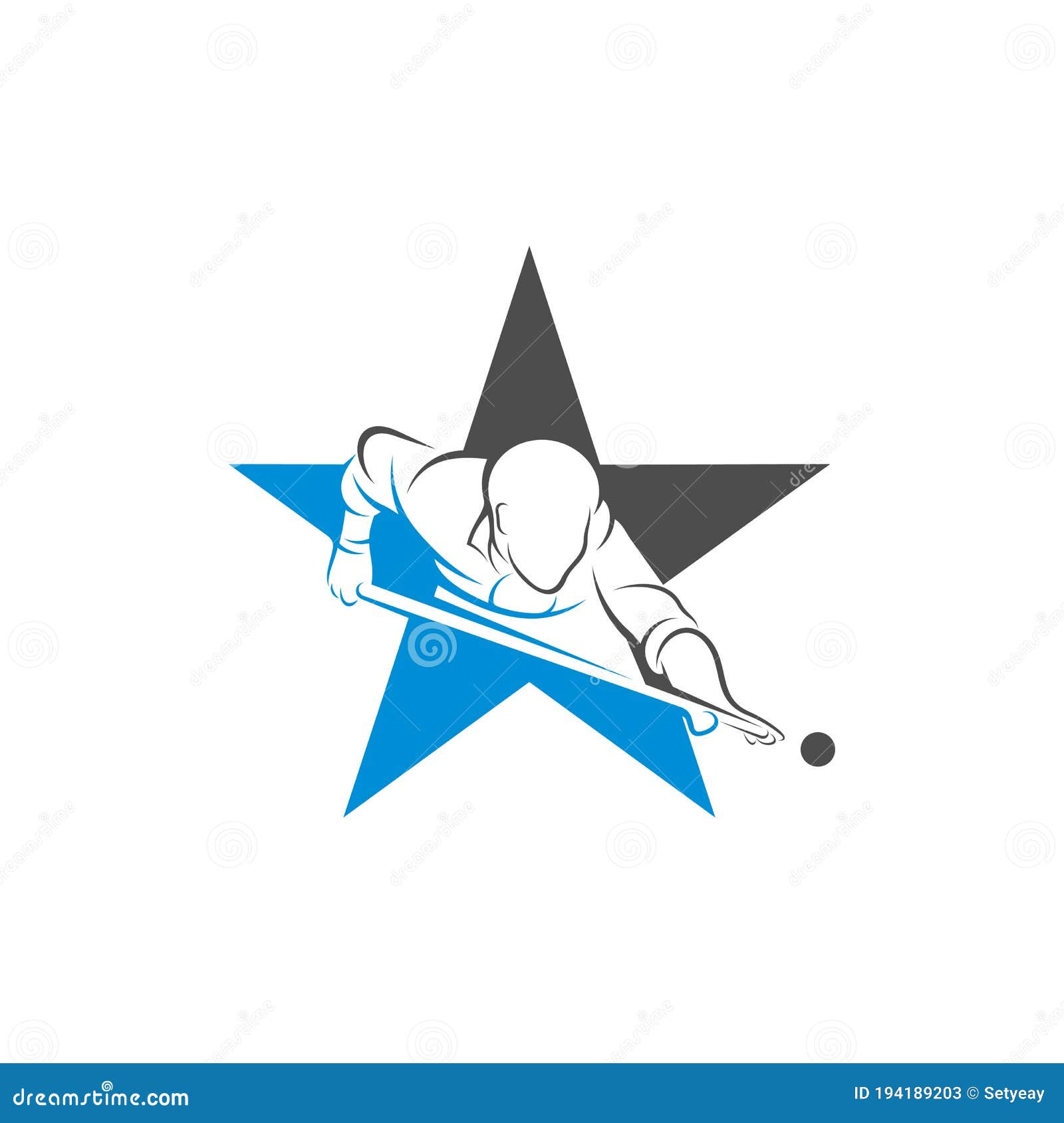 Player Billiards With Star Logo Design Vector. Illustration. Silhouette ...
