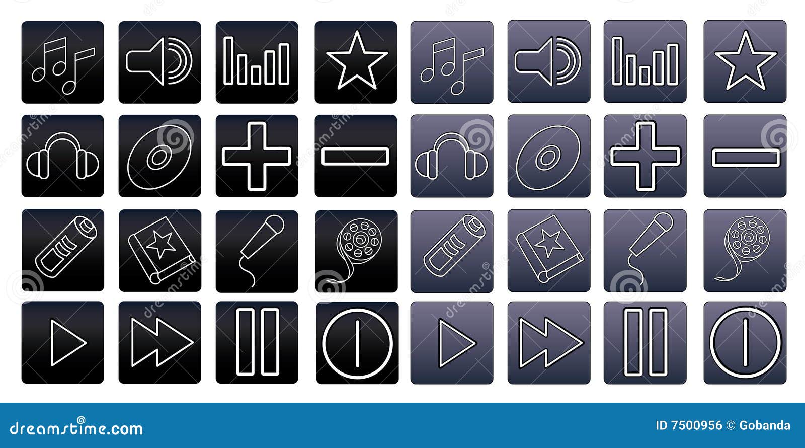 Player Buttons 1 stock vector. Illustration of interface - 7500956