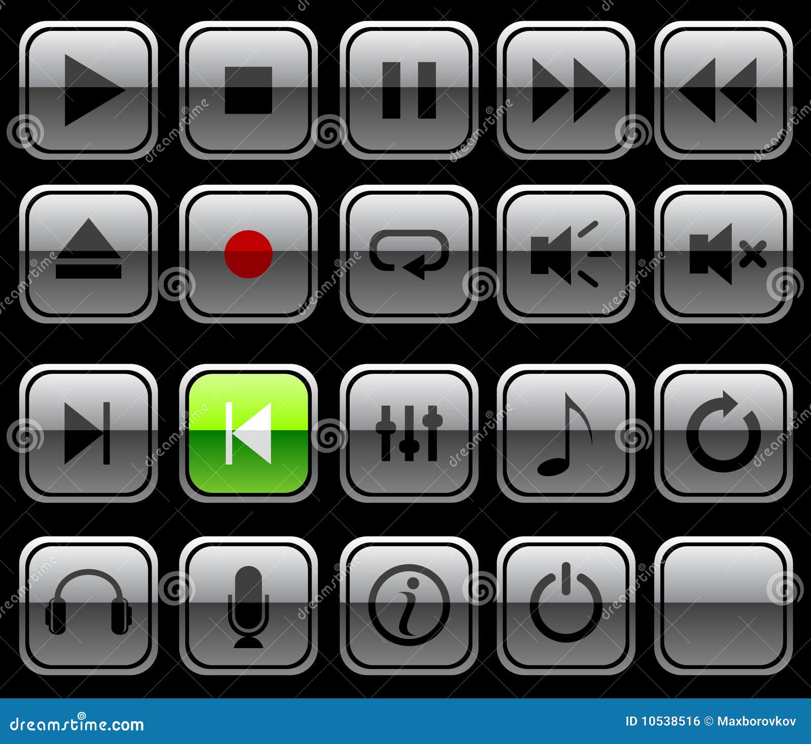 Player buttons. stock vector. Illustration of black, music - 10538516
