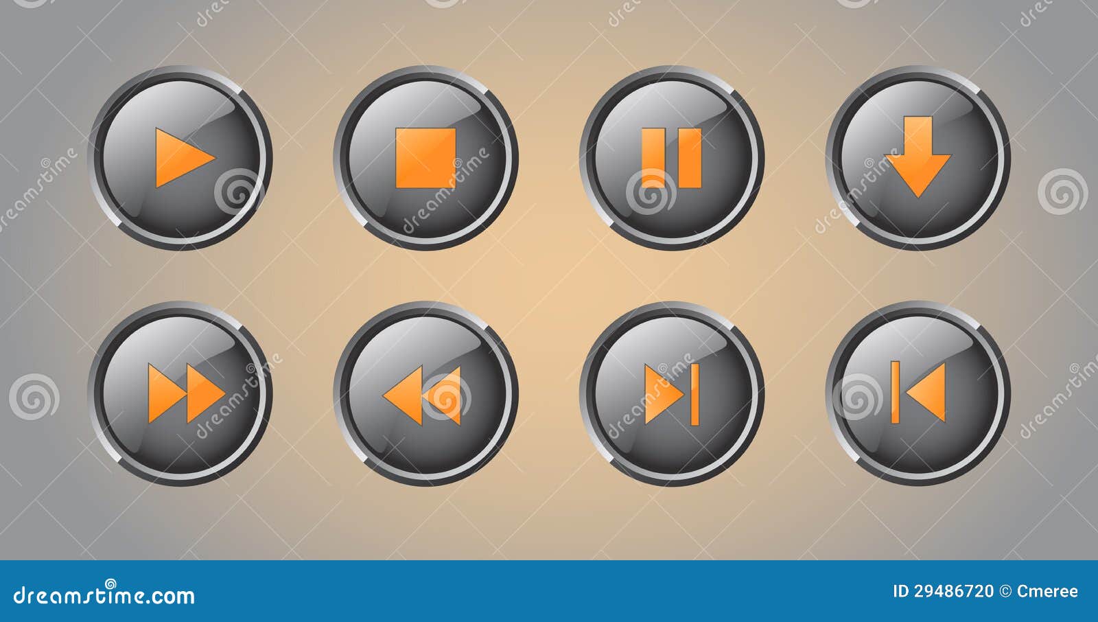 Player buttons stock vector. Illustration of grey, control - 29486720