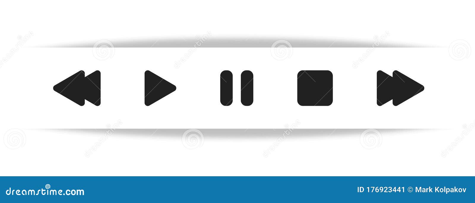 Player Buttons Icons. Arrow Vector Isolated Icon Set. Round Button ...