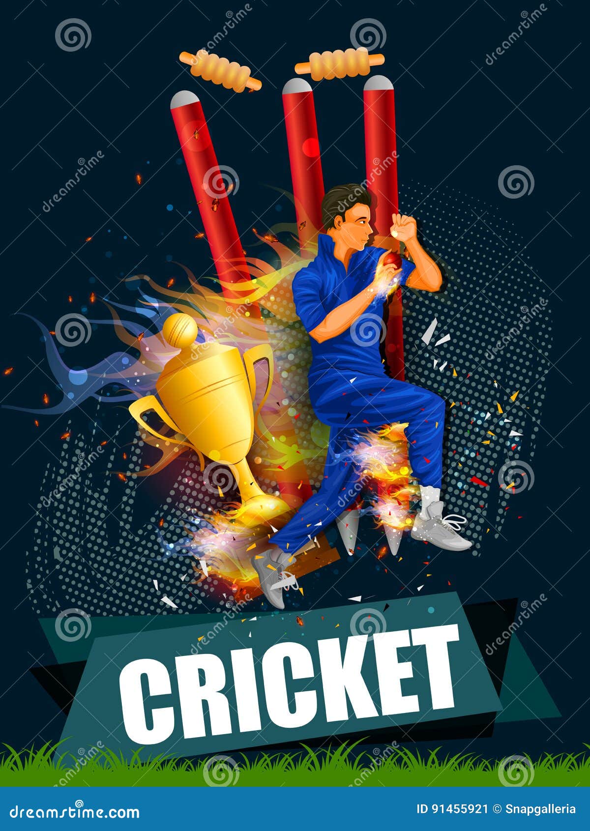 Player in Cricket Championship Background Stock Vector - Illustration ...