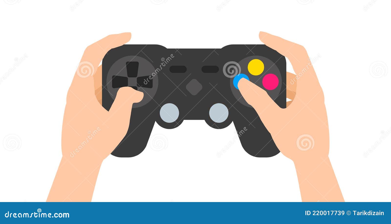 Player Hand Holding Video Game Console Wireless Controller Joystick ...