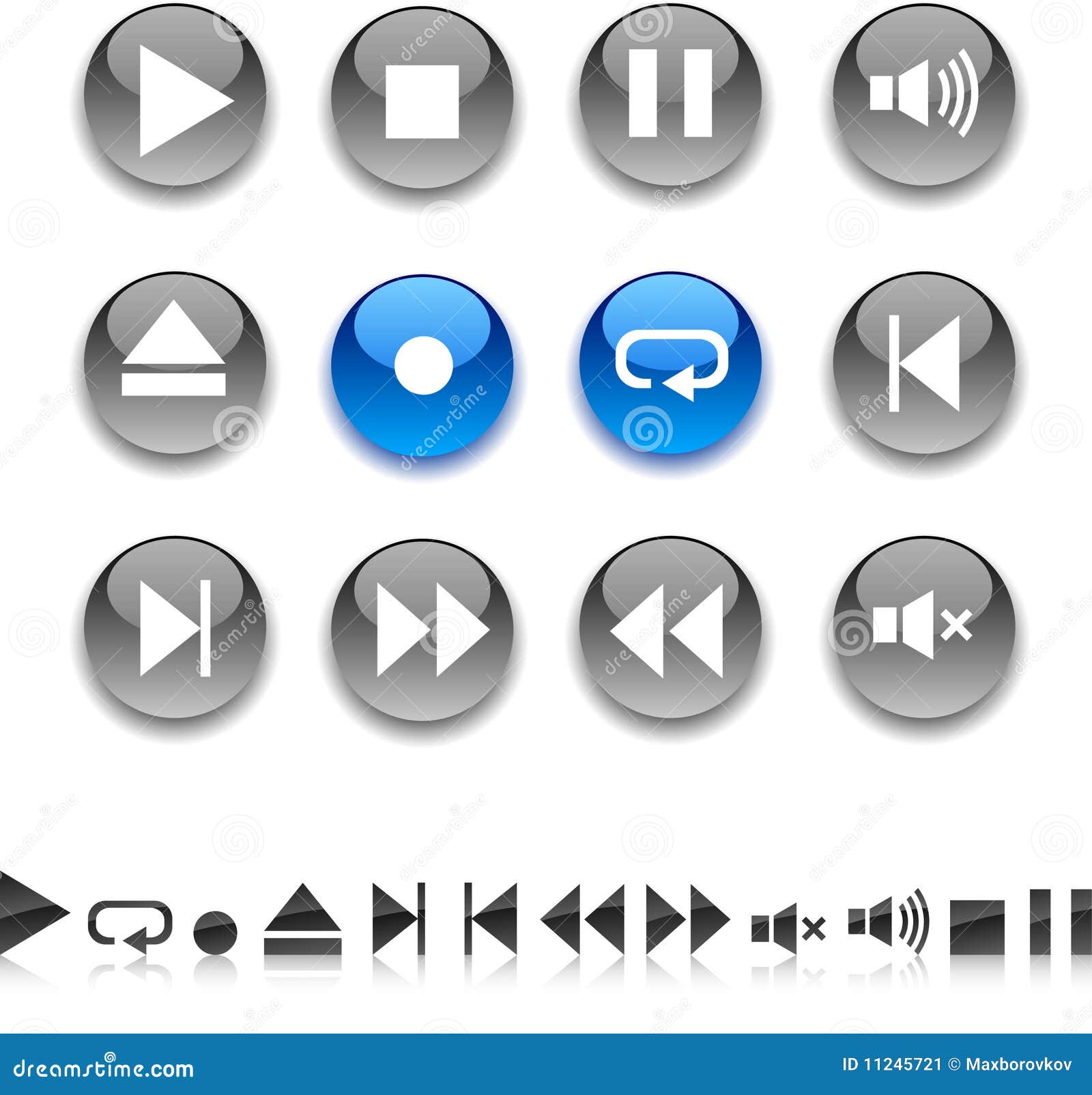 Player icons. stock vector. Illustration of button, icons - 11245721