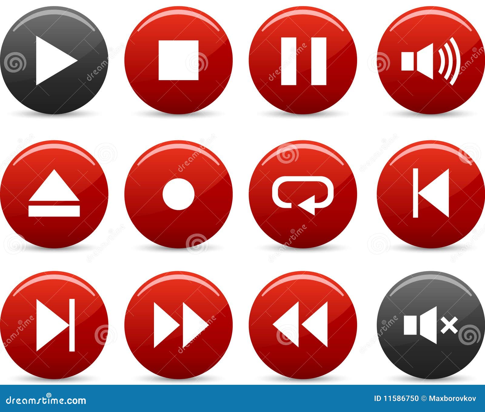 Player icons. stock vector. Illustration of icon, shiny - 11586750