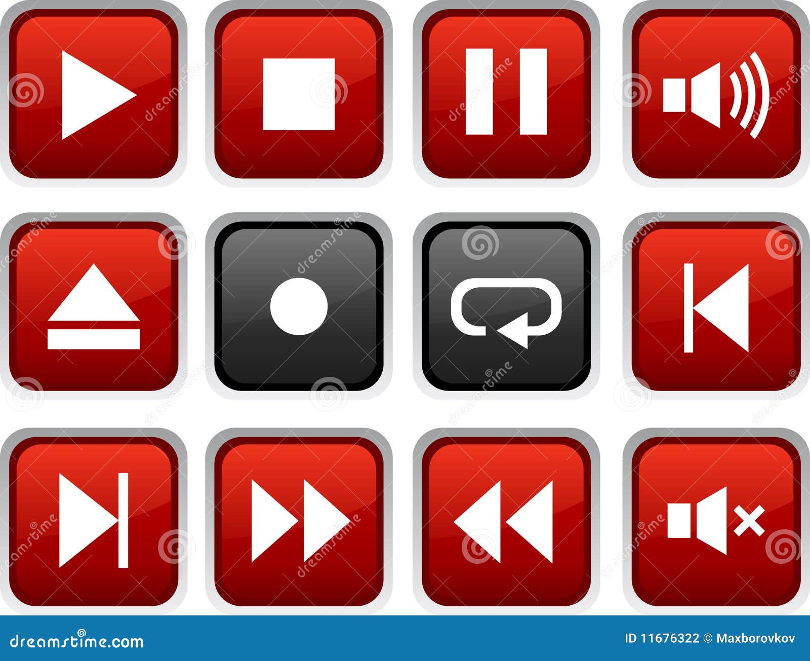 Player icons. stock vector. Illustration of eject, glossy - 11676322