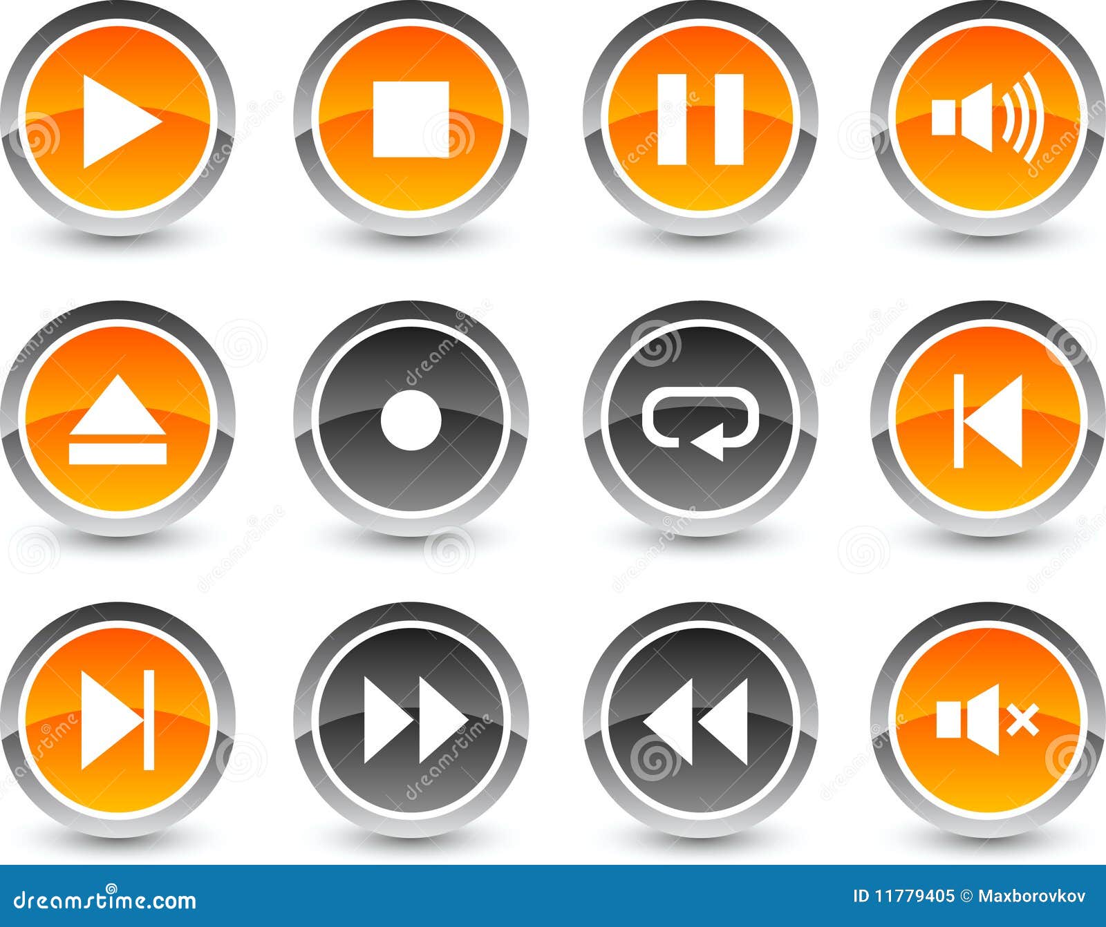 Player icons. stock vector. Illustration of gray, button - 11779405