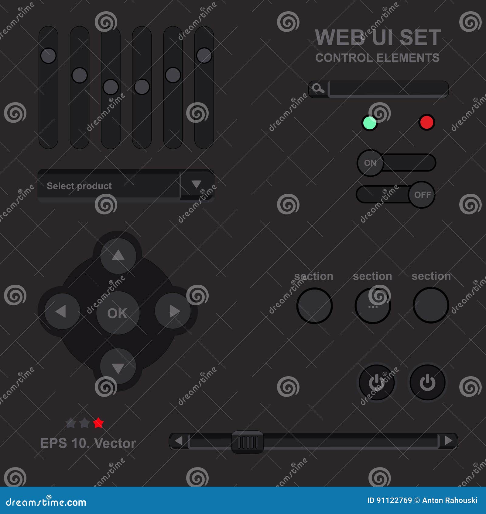 Player Interface, Design Element, Set, Mobile App, Smartphone, Tablet, Web Tab, Navigation Bar ...