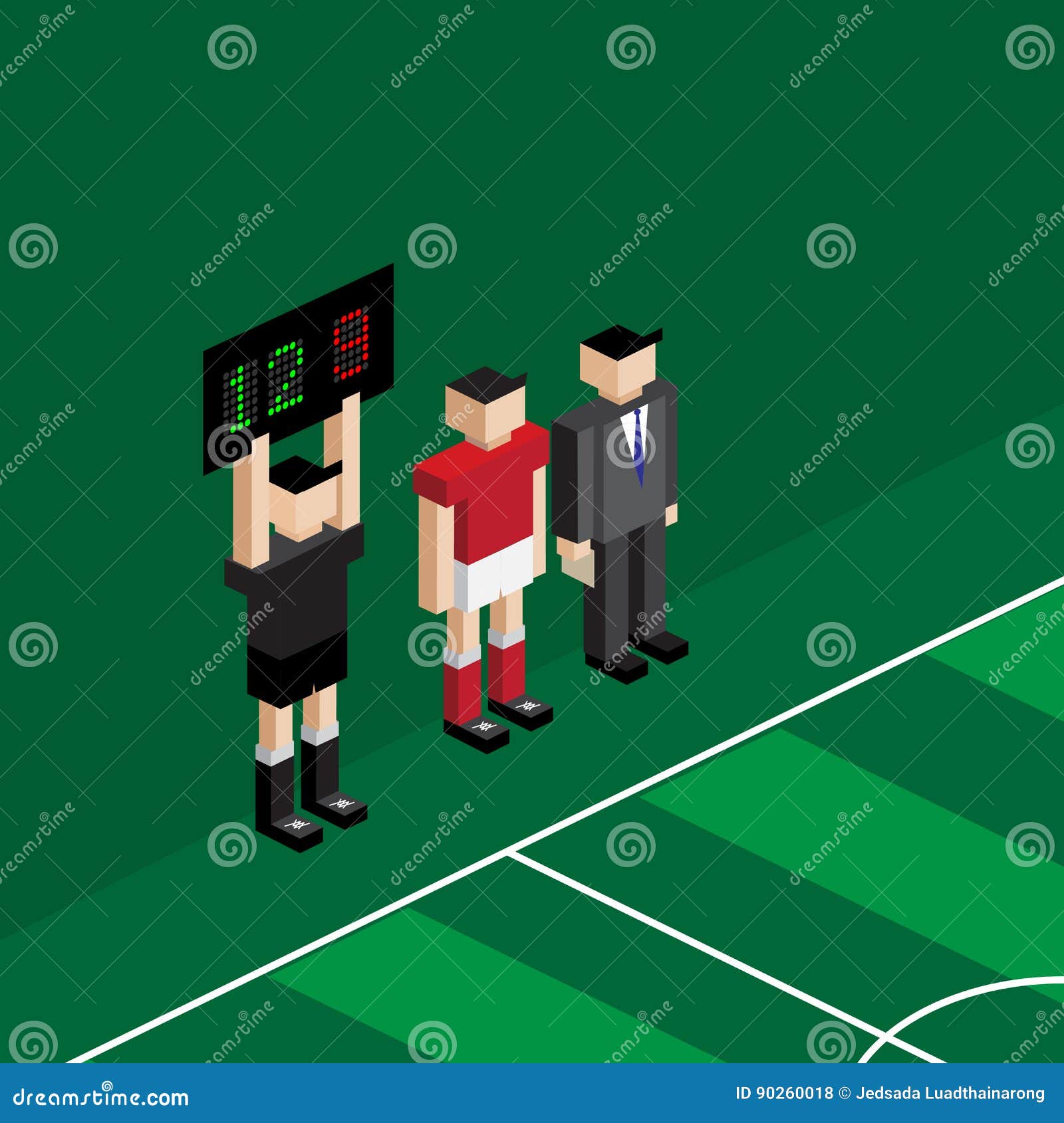 Player and Manager Wait for Changing Substitution Stock Vector ...