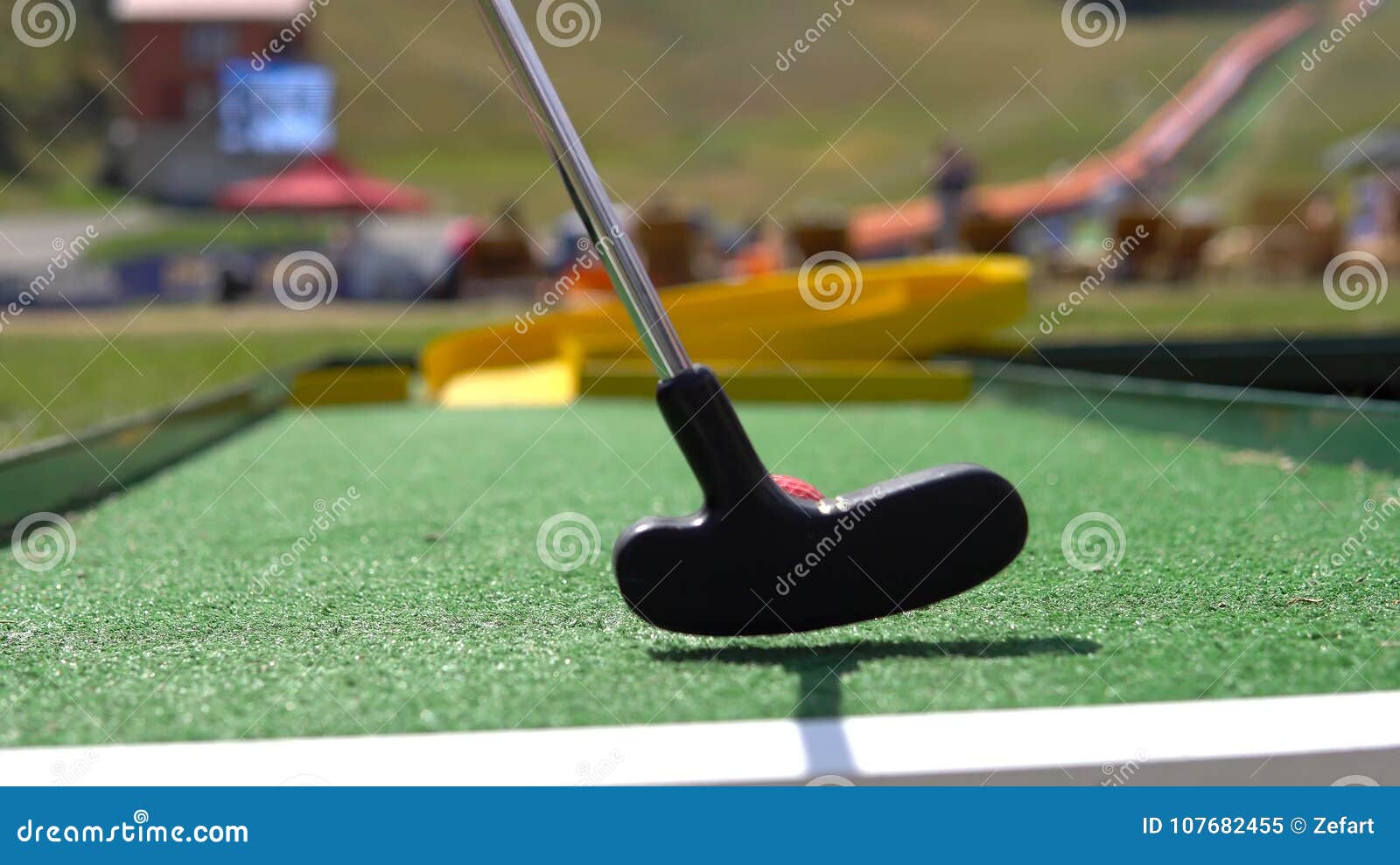 Player Play Mini Golf with Red Ball Stock Image - Image of field ...