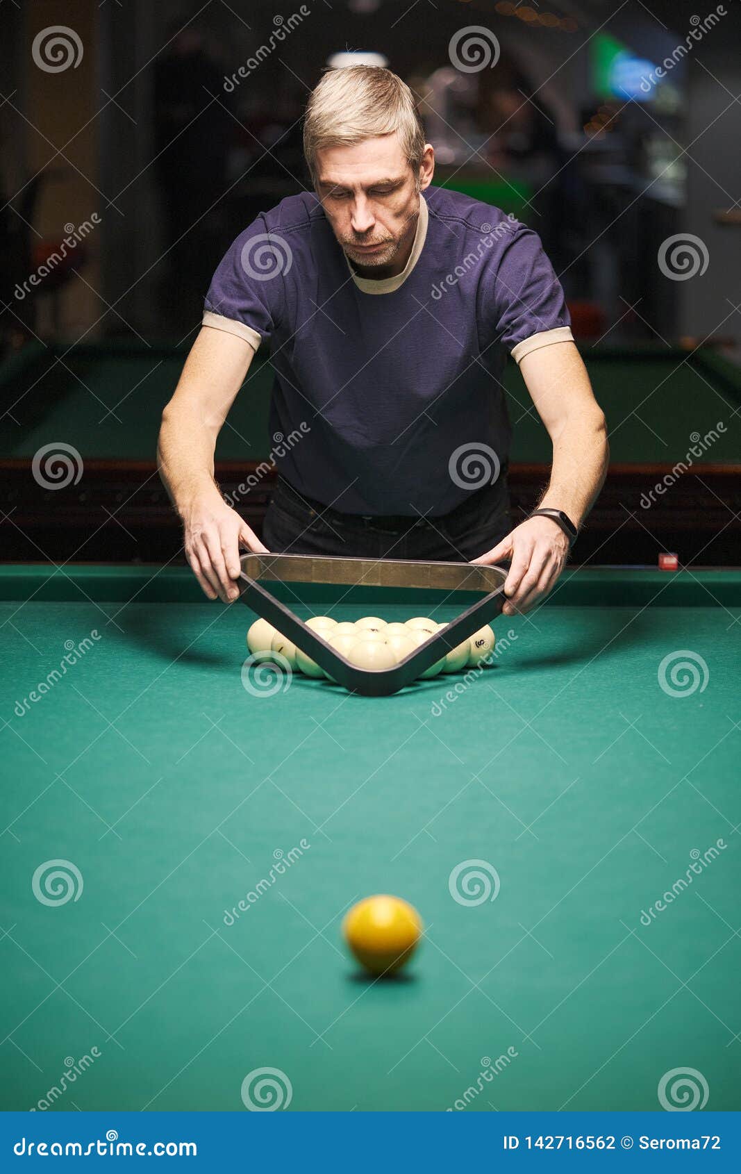 The Player Takes Aim at the Ball in Billiards Stock Photo - Image of ...
