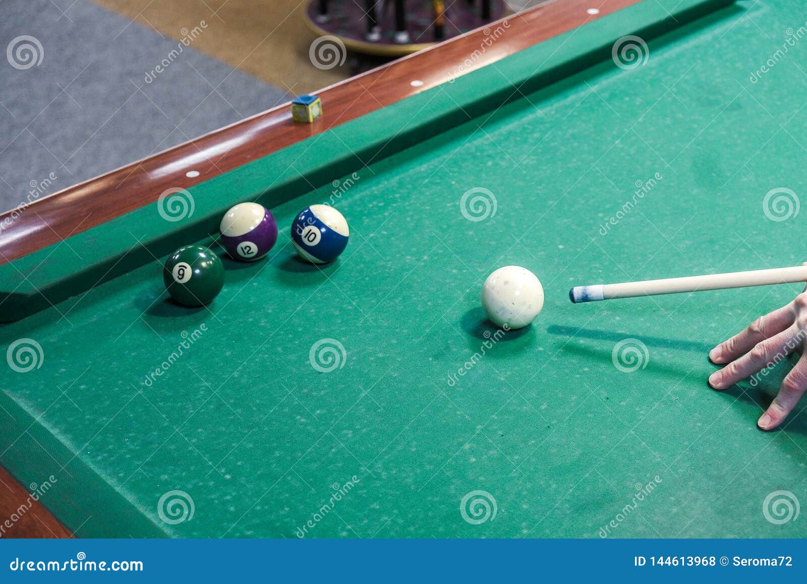 The Player Takes Aim at the Ball in Billiards Stock Photo - Image of ...