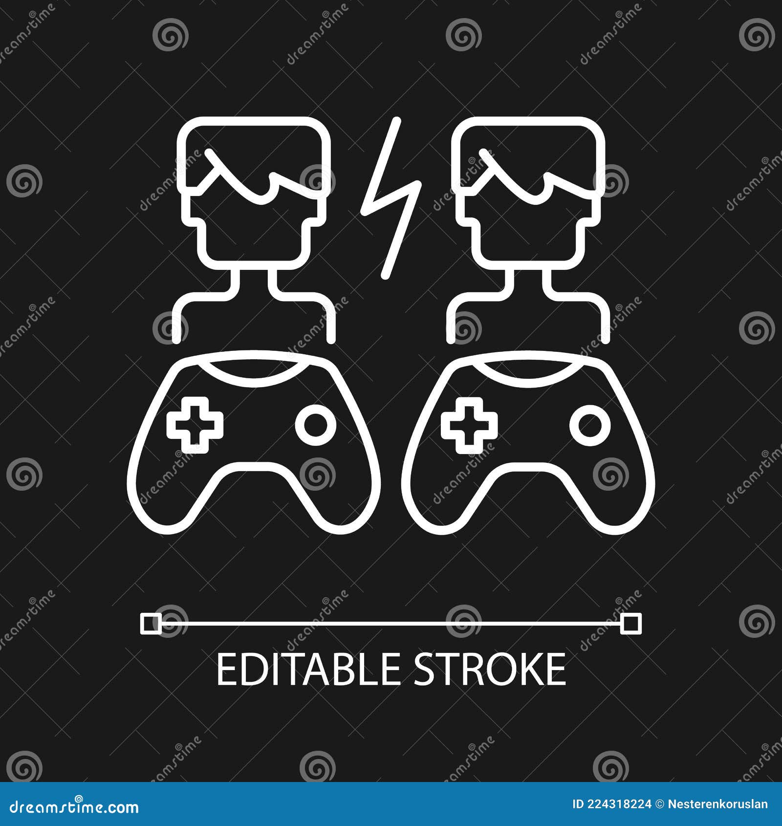 Player Versus Player Games White Linear Icon for Dark Theme Stock ...