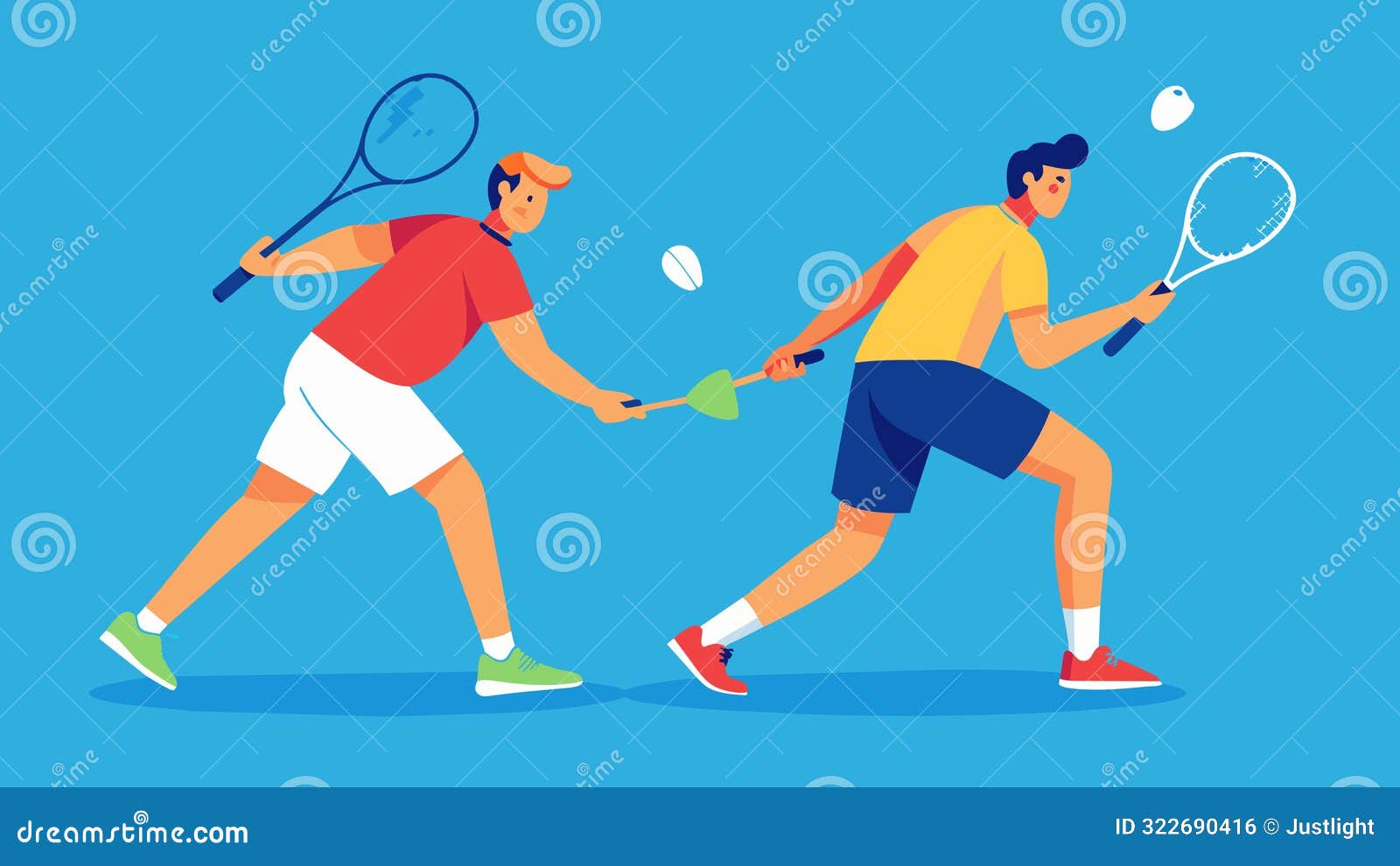 The Players Bodies and Rackets Move in Perfect Synchronization As they ...