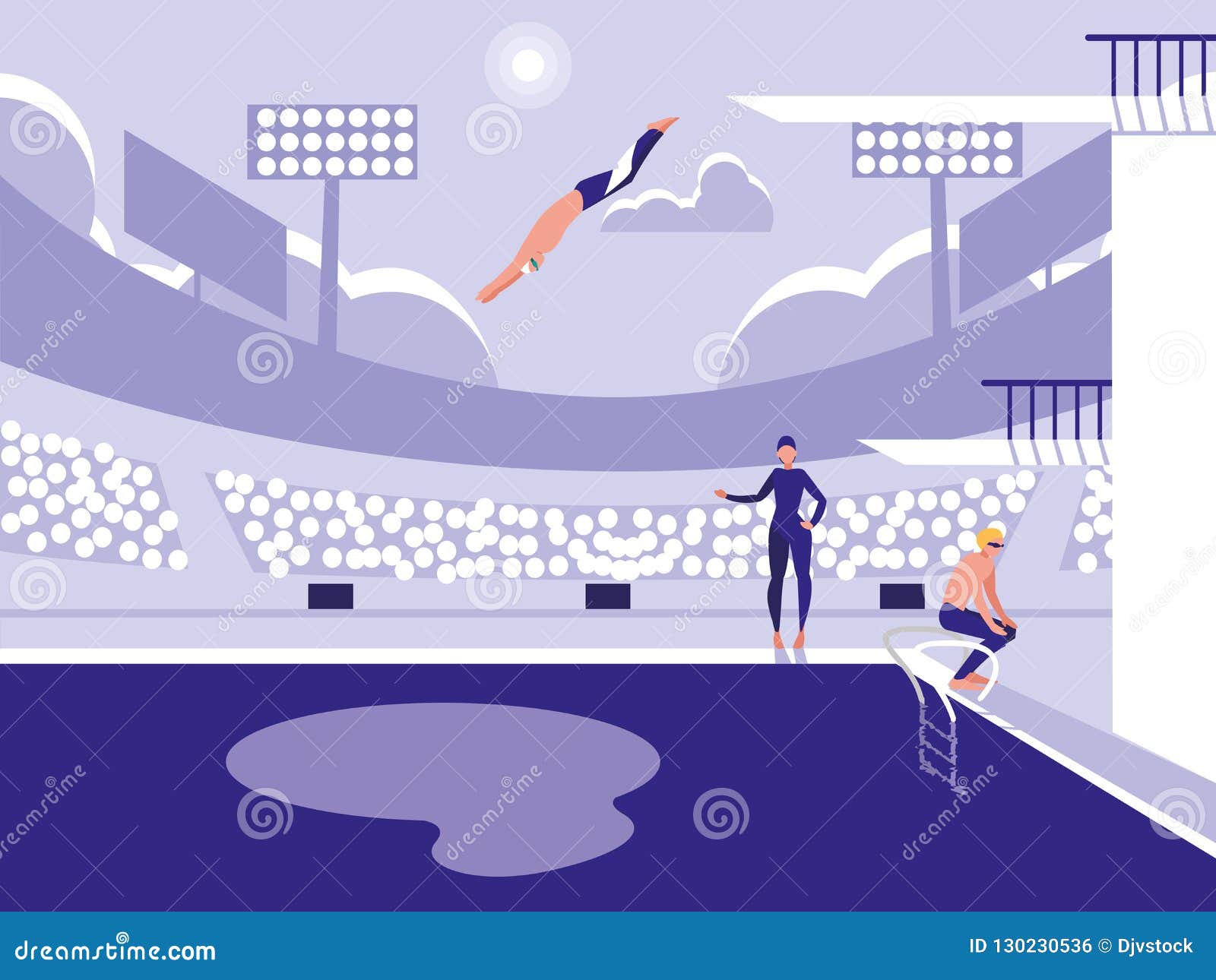 Players in Pool for Diving Competition Stock Vector - Illustration of ...