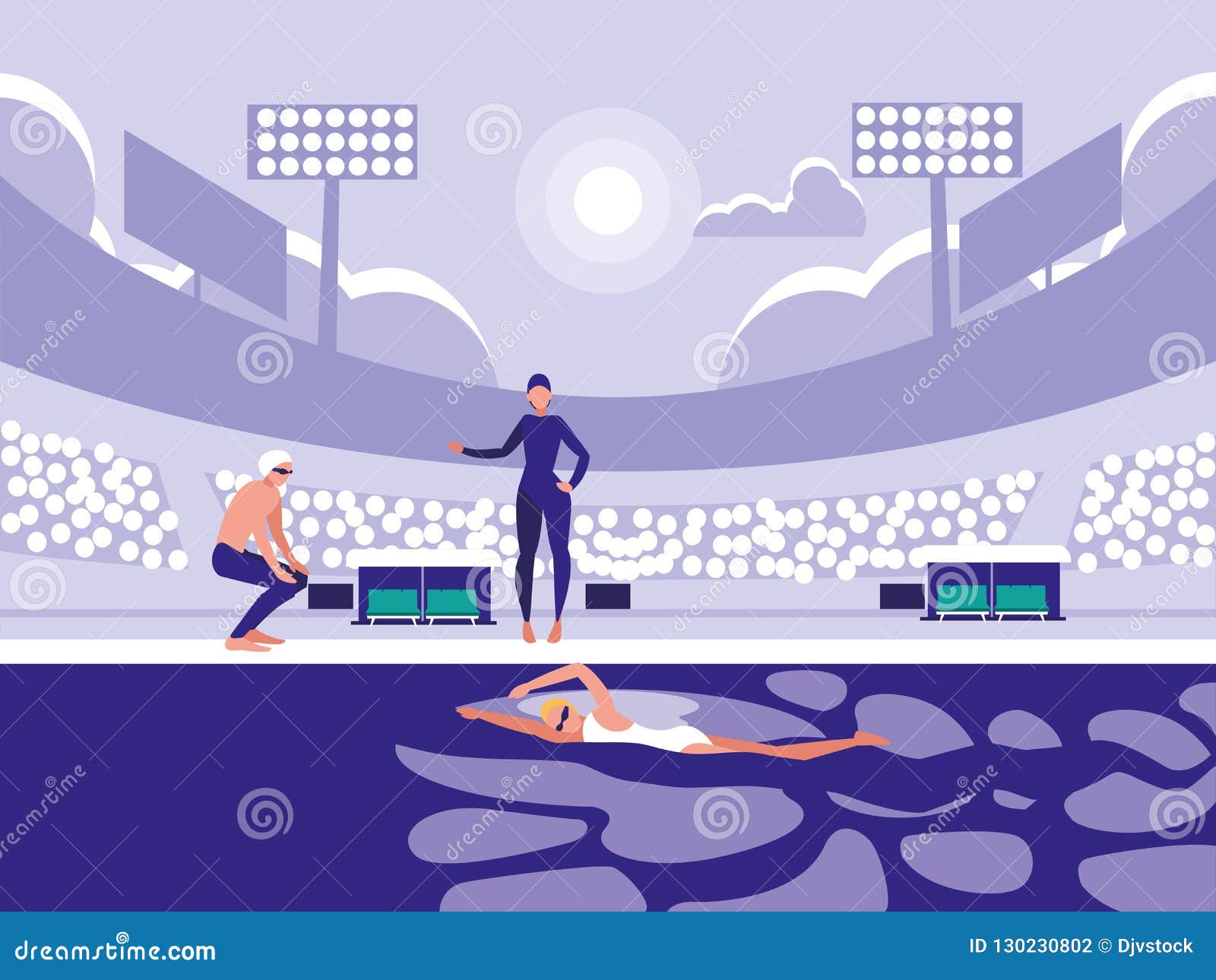 Players in Pool for Diving Competition Stock Vector - Illustration of ...